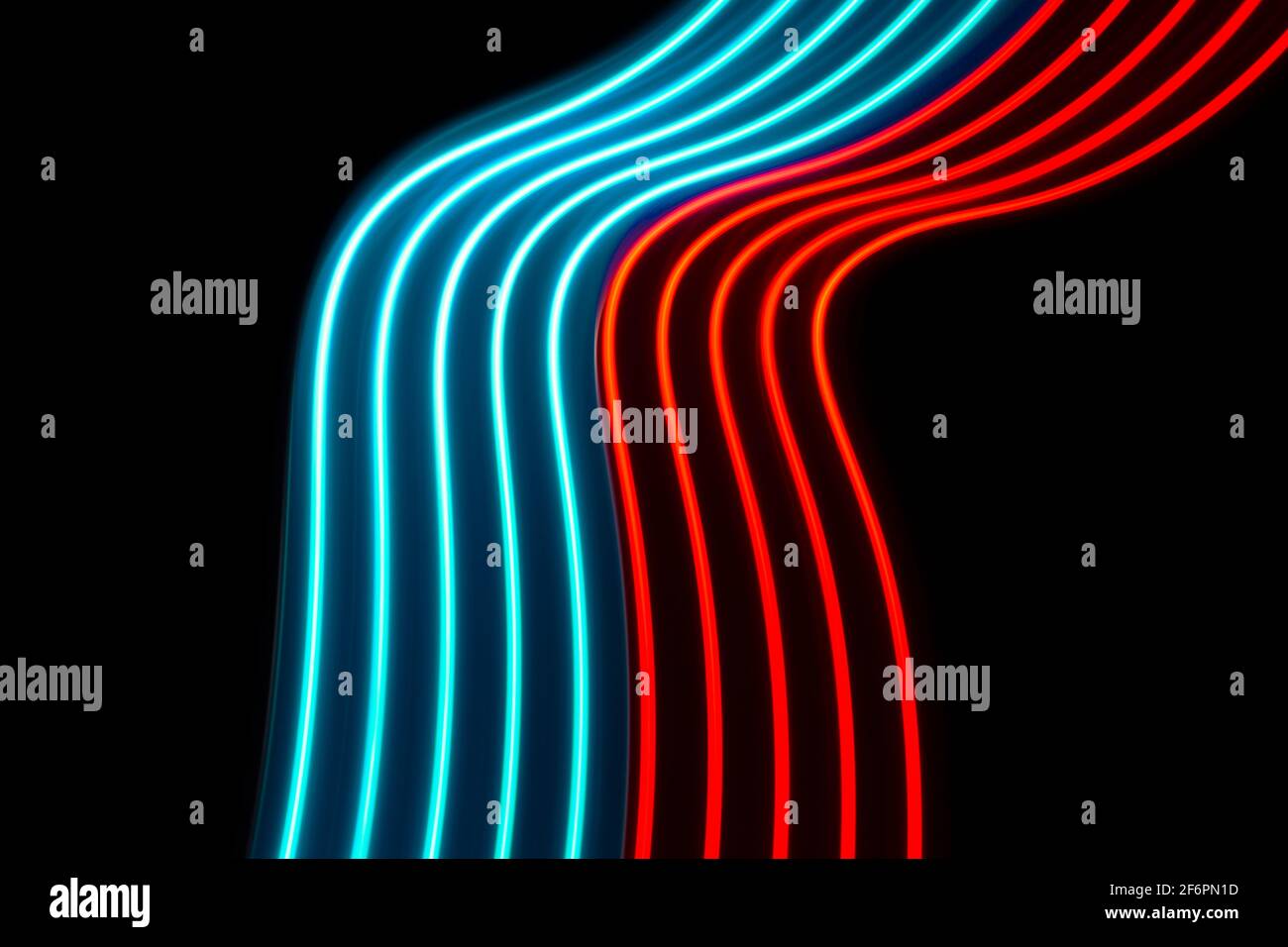 Red and blue light dynamics lines on a black background Stock Photo - Alamy