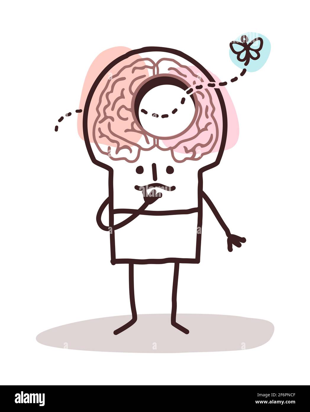 Hand drawn Cartoon man with a hole in Brain and memory Disorders Stock ...