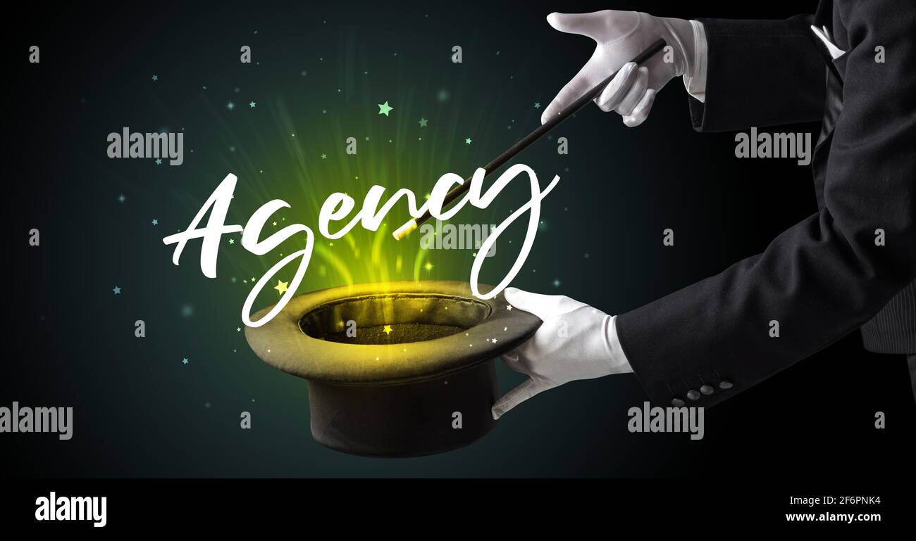 Old Magician is showing magic trick Stock Photo - Alamy