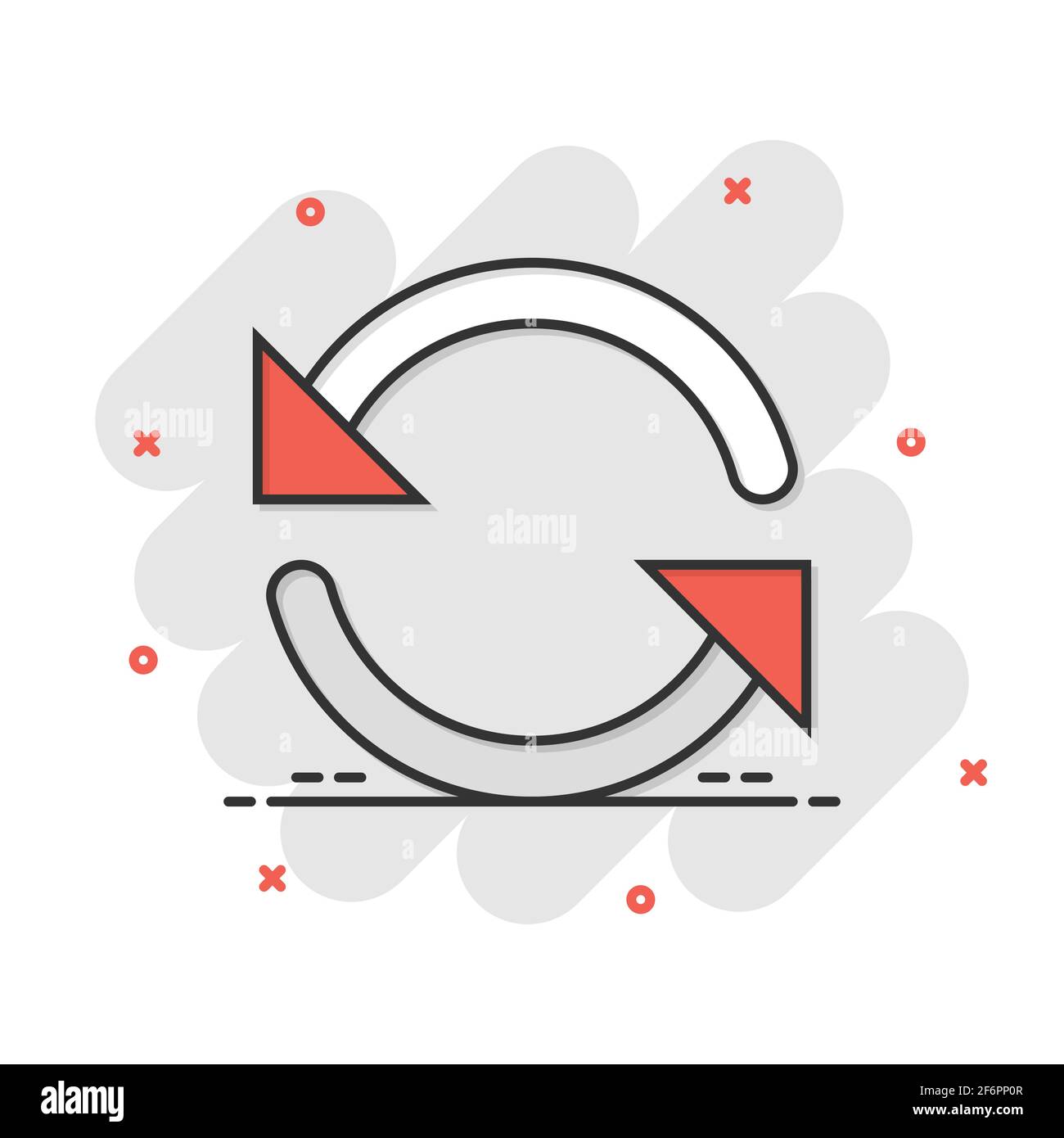 Arrow rotation icon in comic style. Sync action vector cartoon ...