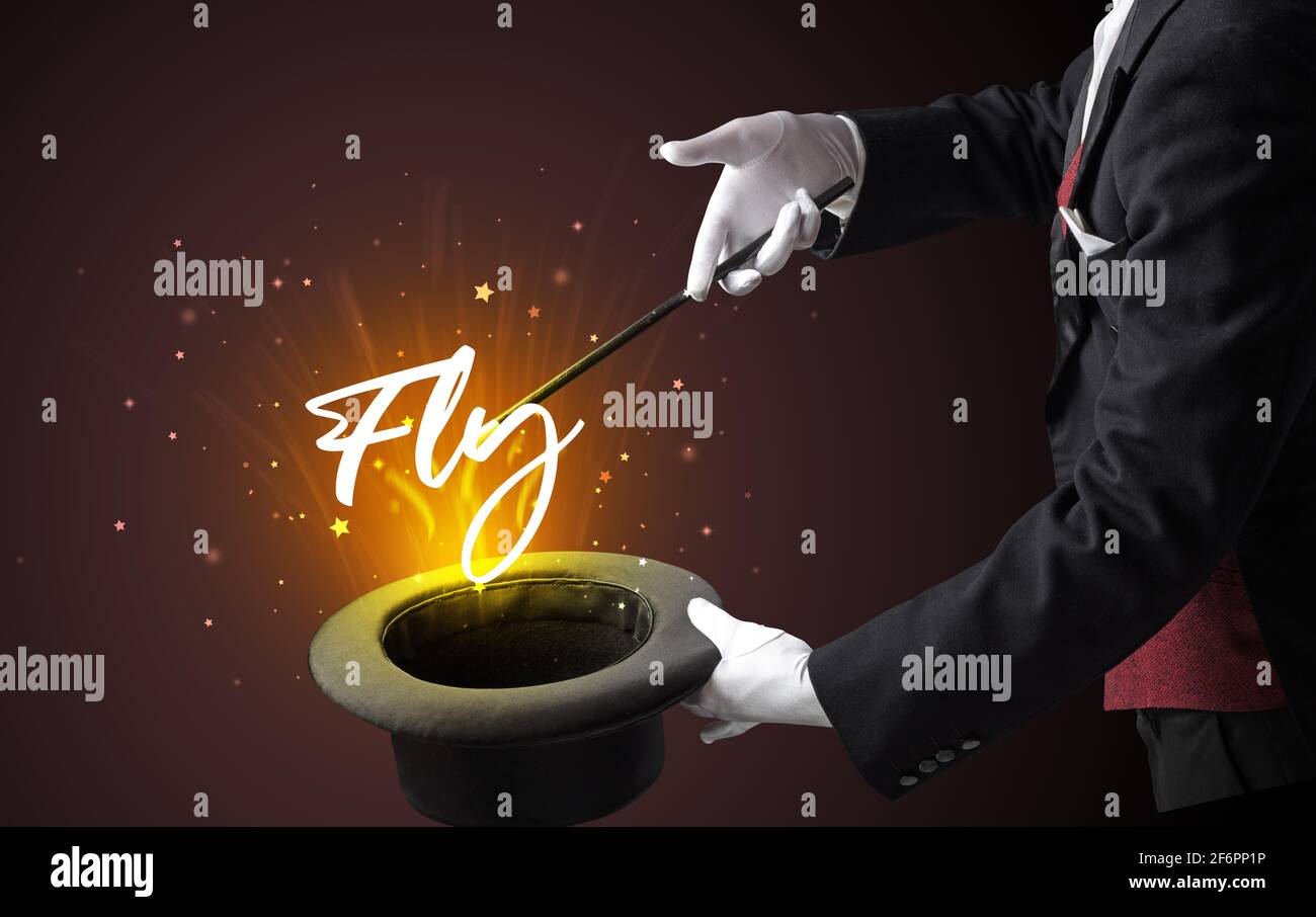 Old Magician is showing magic trick Stock Photo - Alamy