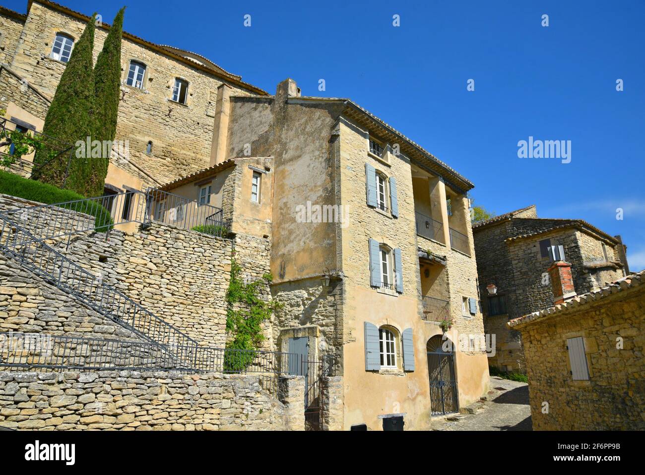 Provençal style architecture in the picturesque village of Gordes in ...