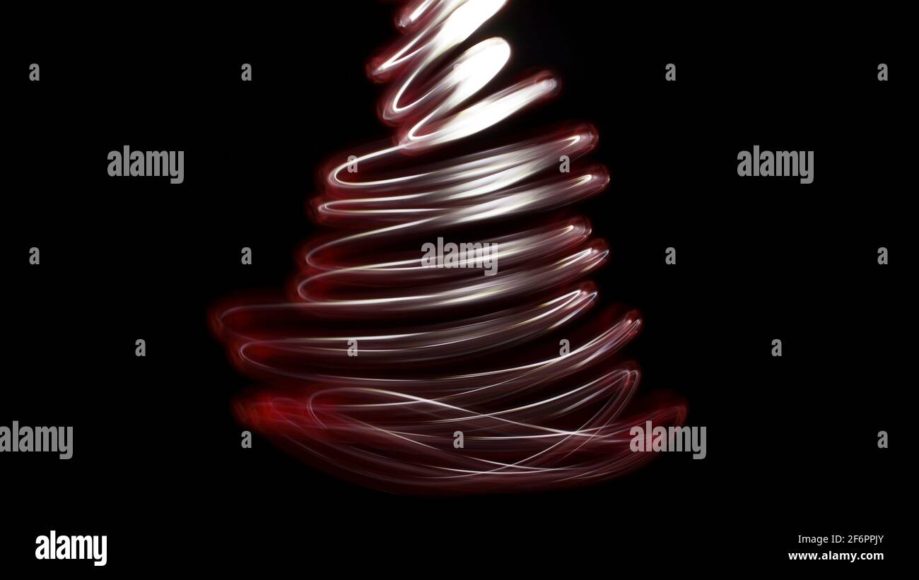 Red and white lines of lights in the shape of a Christmas tree Stock ...