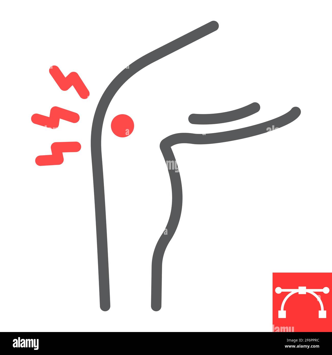 Knee pain line icon, osteoporosis and arthritis, joint pain vector icon ...