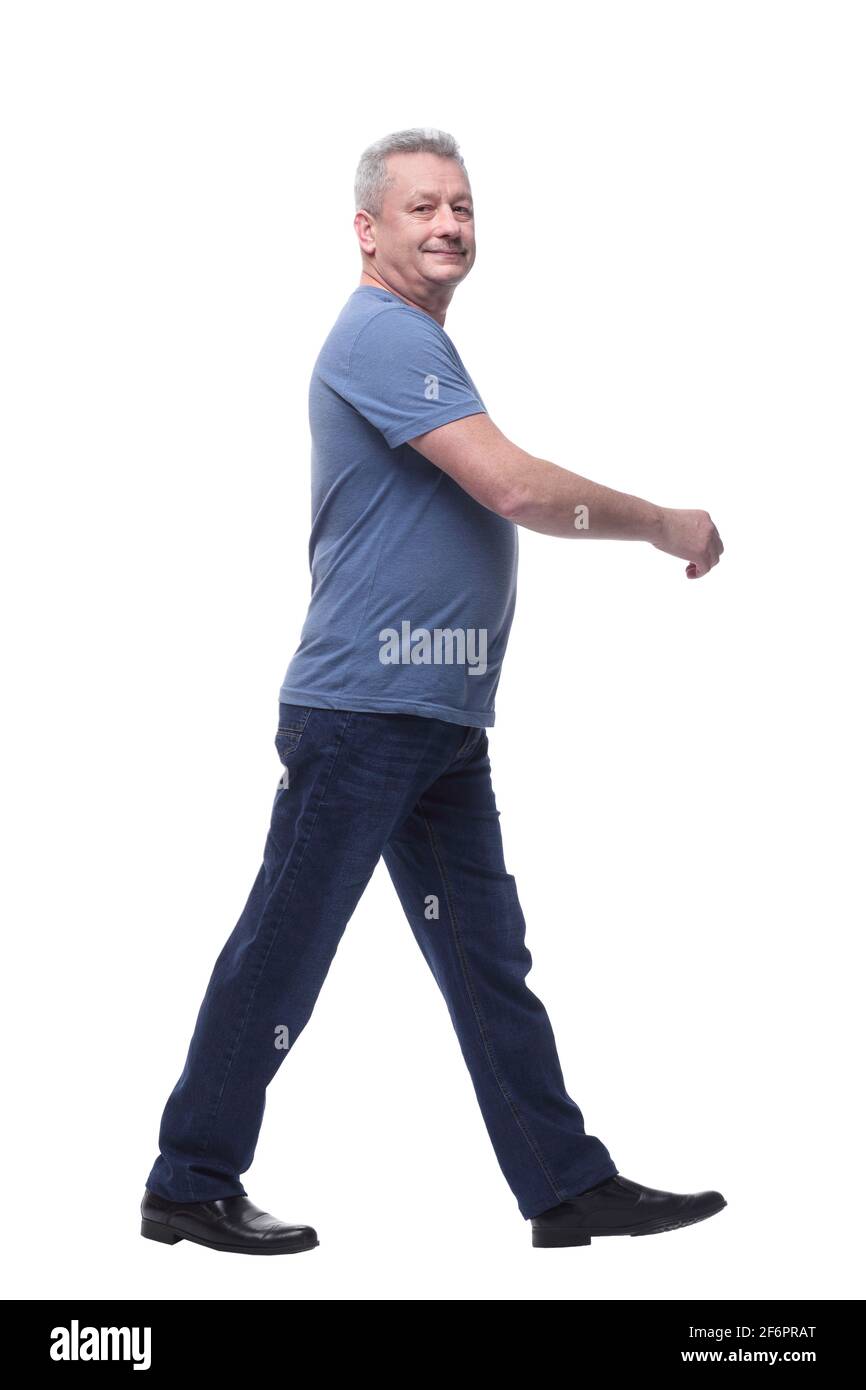 Side view full body of a casual man standing Stock Photo - Alamy