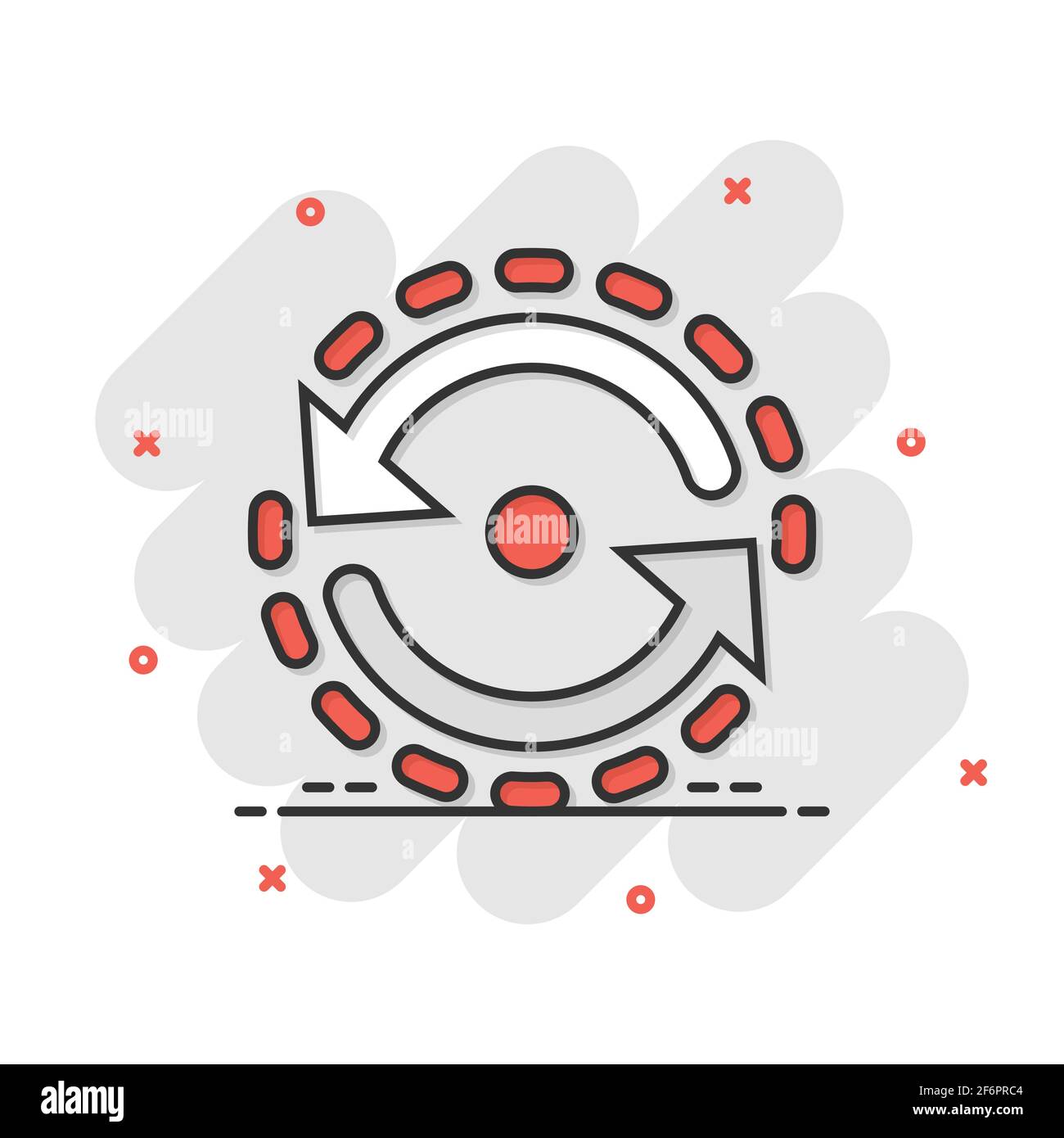 Oval with arrows icon in comic style. Consistency repeat vector cartoon ...
