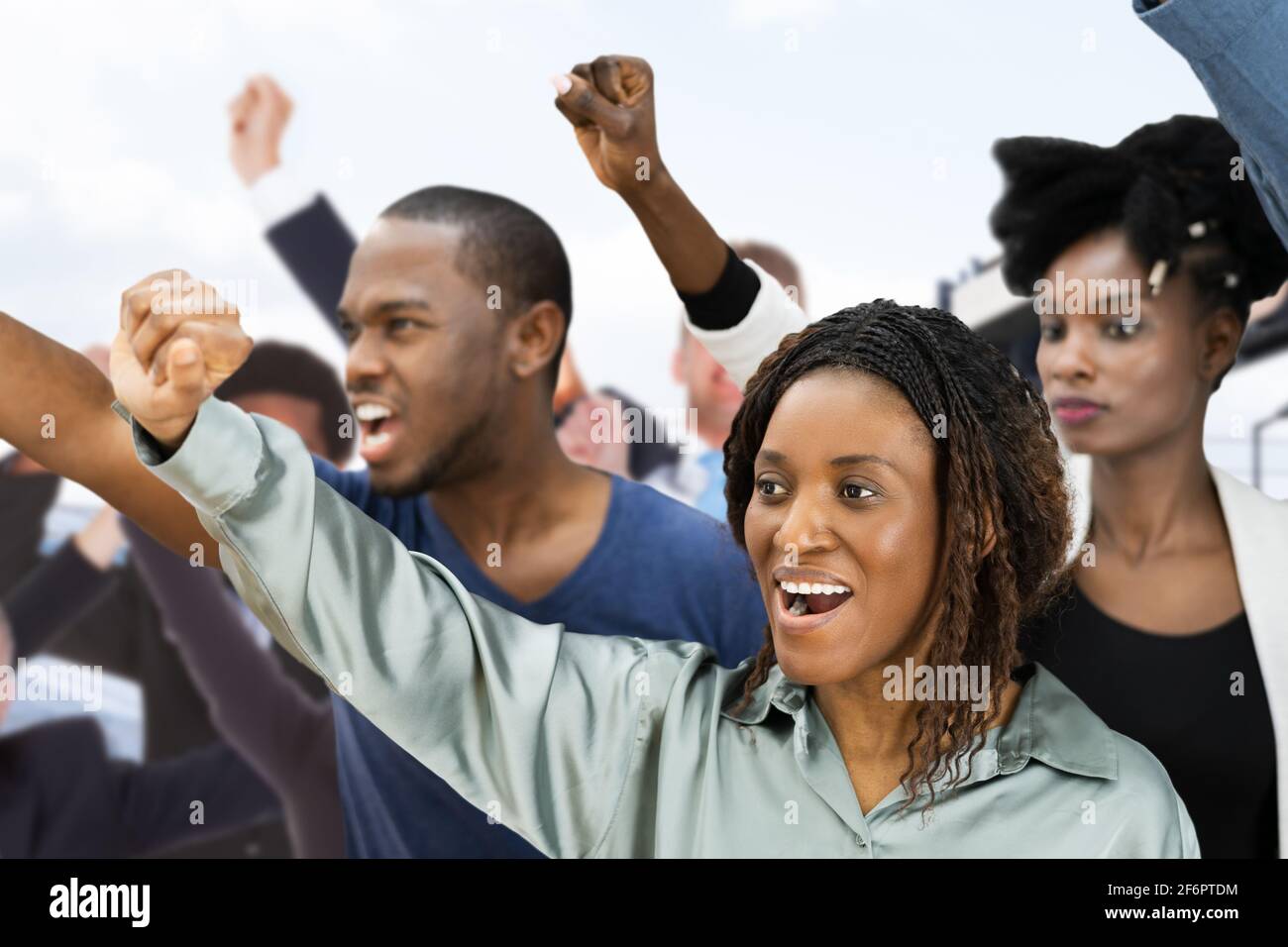 Young African Group Of People At Political Protest And Fight Stock ...