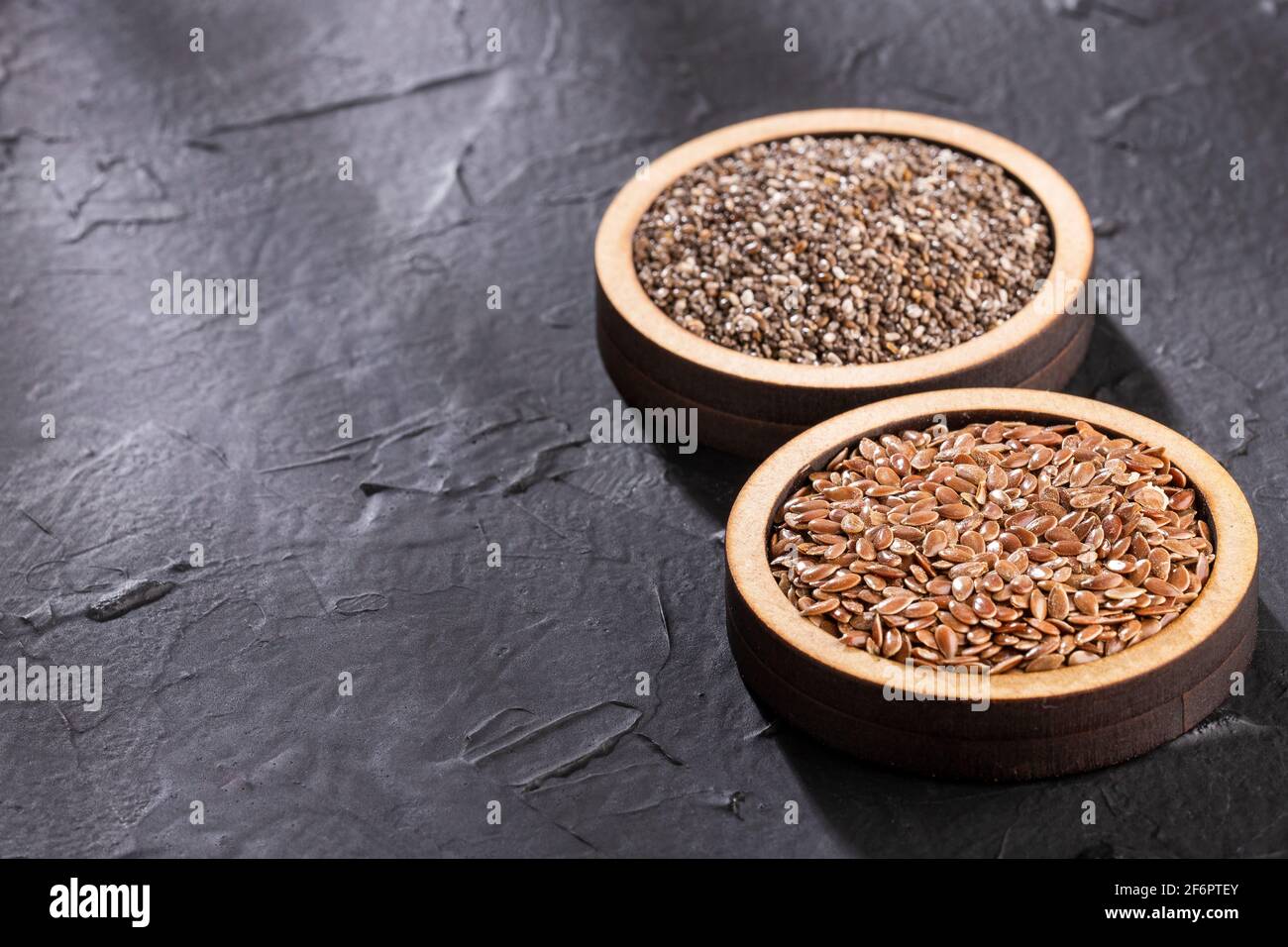Organic chia and linseed seeds - Text space Stock Photo - Alamy