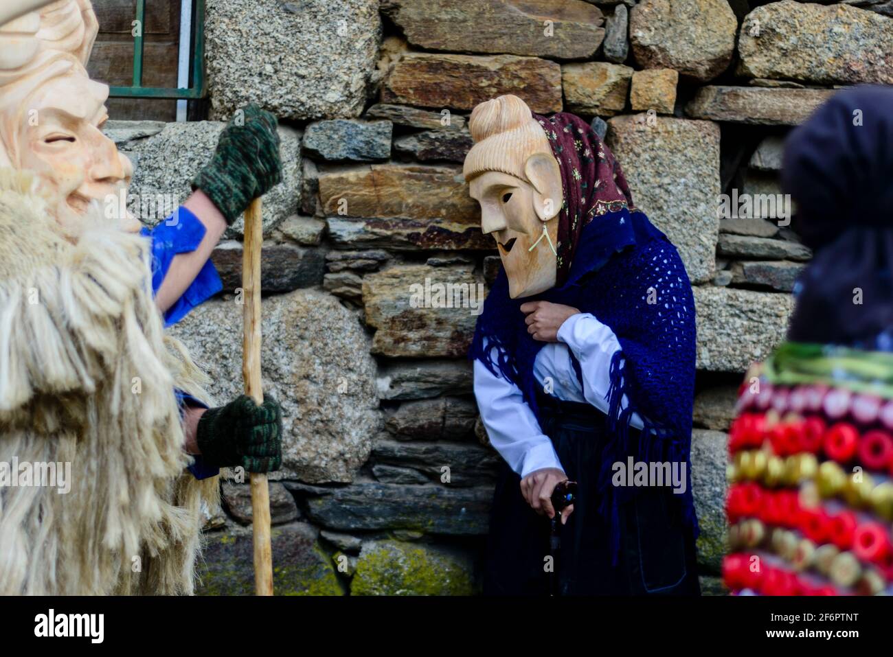 Caretos of Lazarim (masked figures), Portugal Stock Photo - Alamy