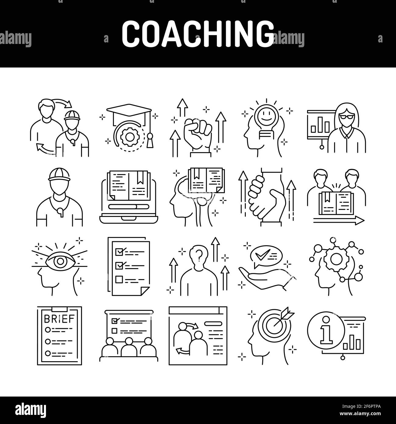 Coaching color line icons set. Signs for web page, mobile app, button ...