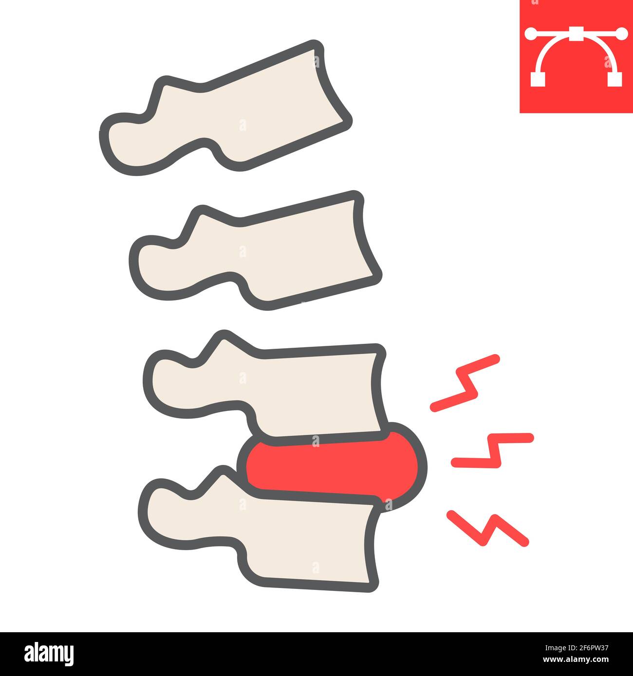 Spine pain color line icon, backache and backpain, herniated disc ...