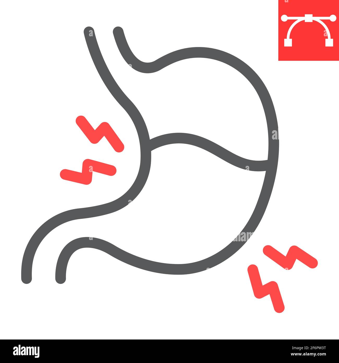 Stomach pain line icon, human organ and diet, stomach ache vector icon ...