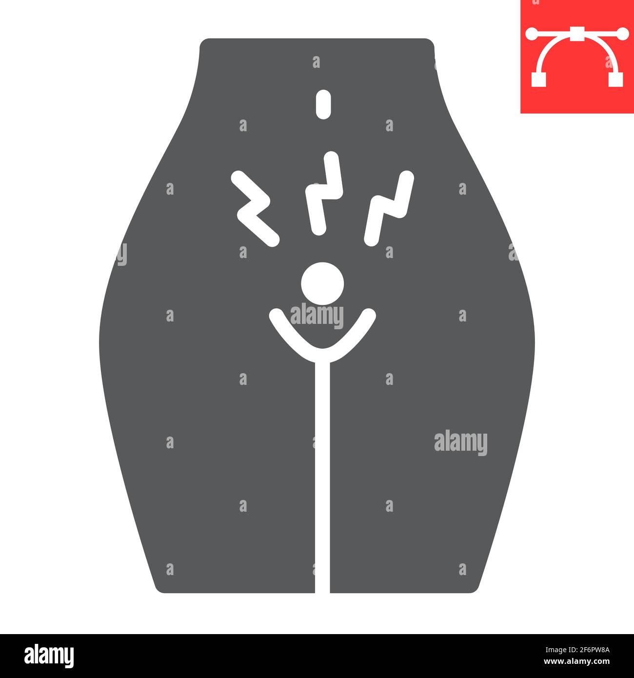 Menstrual cramps pain line icon, menstruation and gynecology, menstrual ...