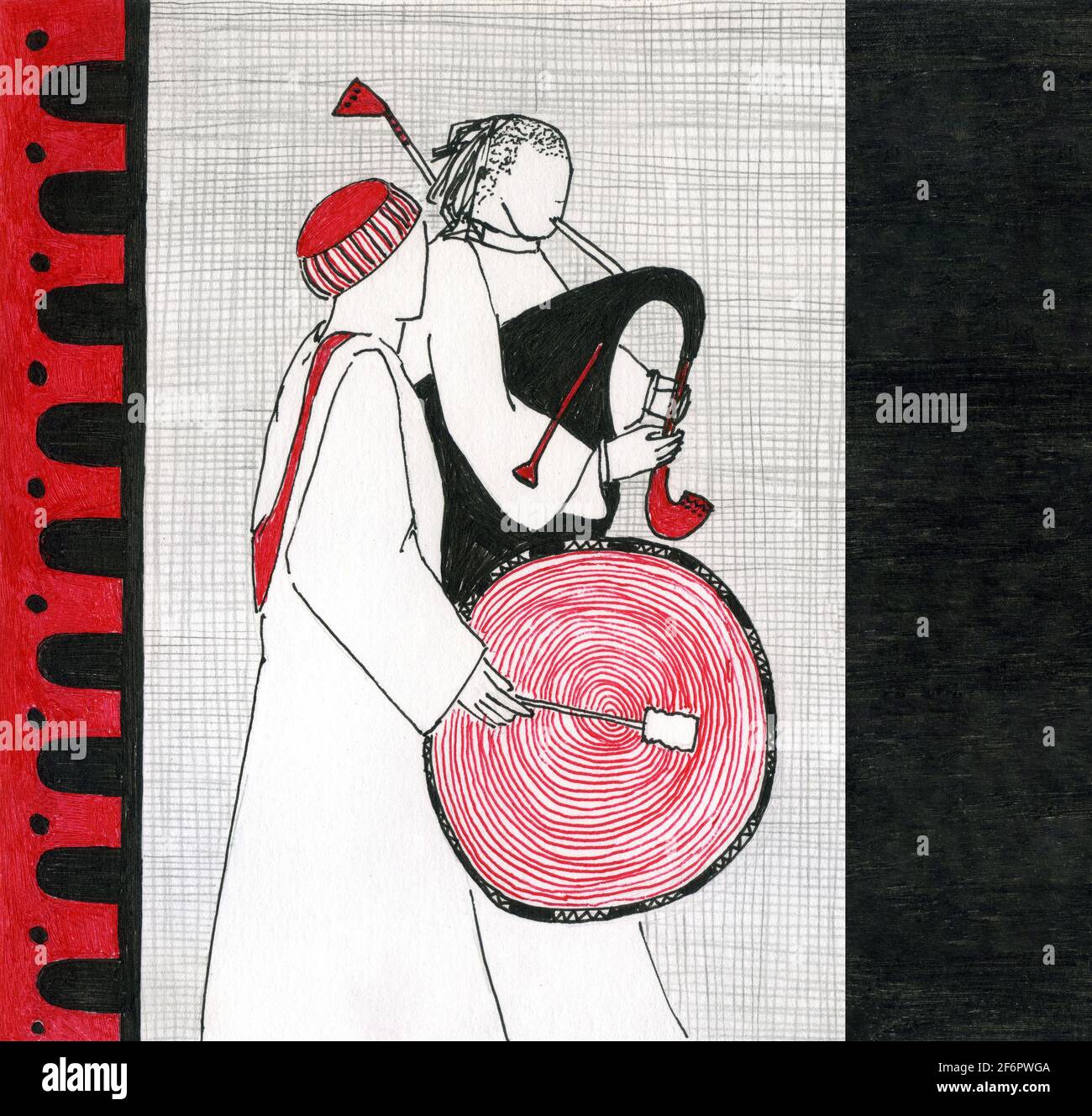 Medieval music hand drawn illustration. Historical dressed musicians ...