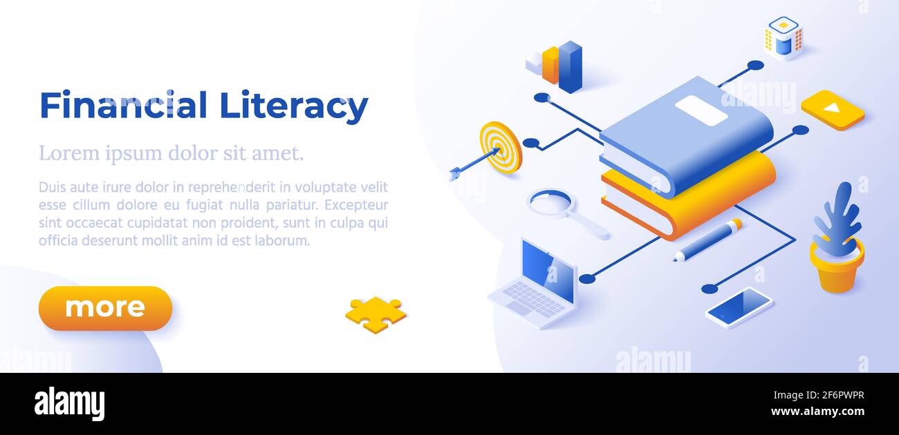 FINANCIAL LITERACY - Isometric Design in Trendy Colors Isometrical ...