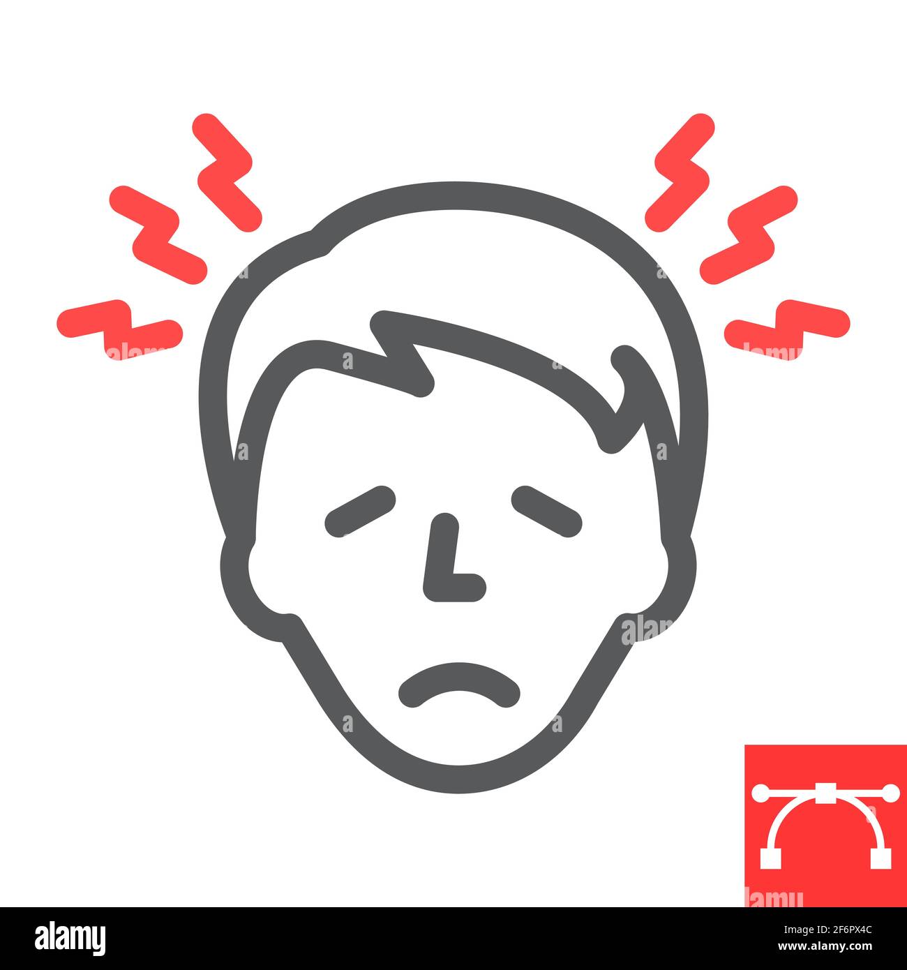 Headache line icon, stress and migraine, head pain vector icon, vector ...