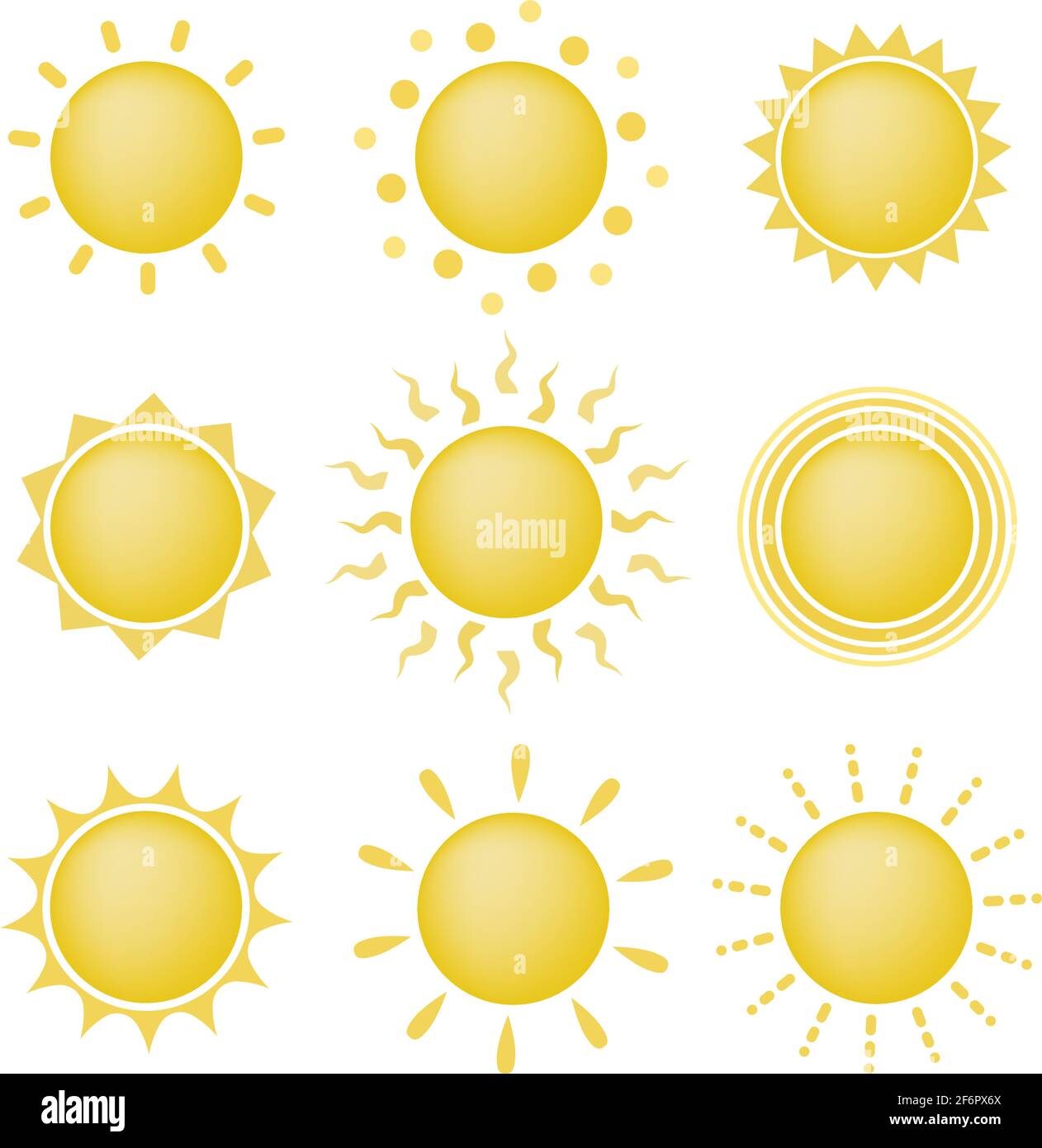Vector set of sun icons Stock Vector Image & Art - Alamy