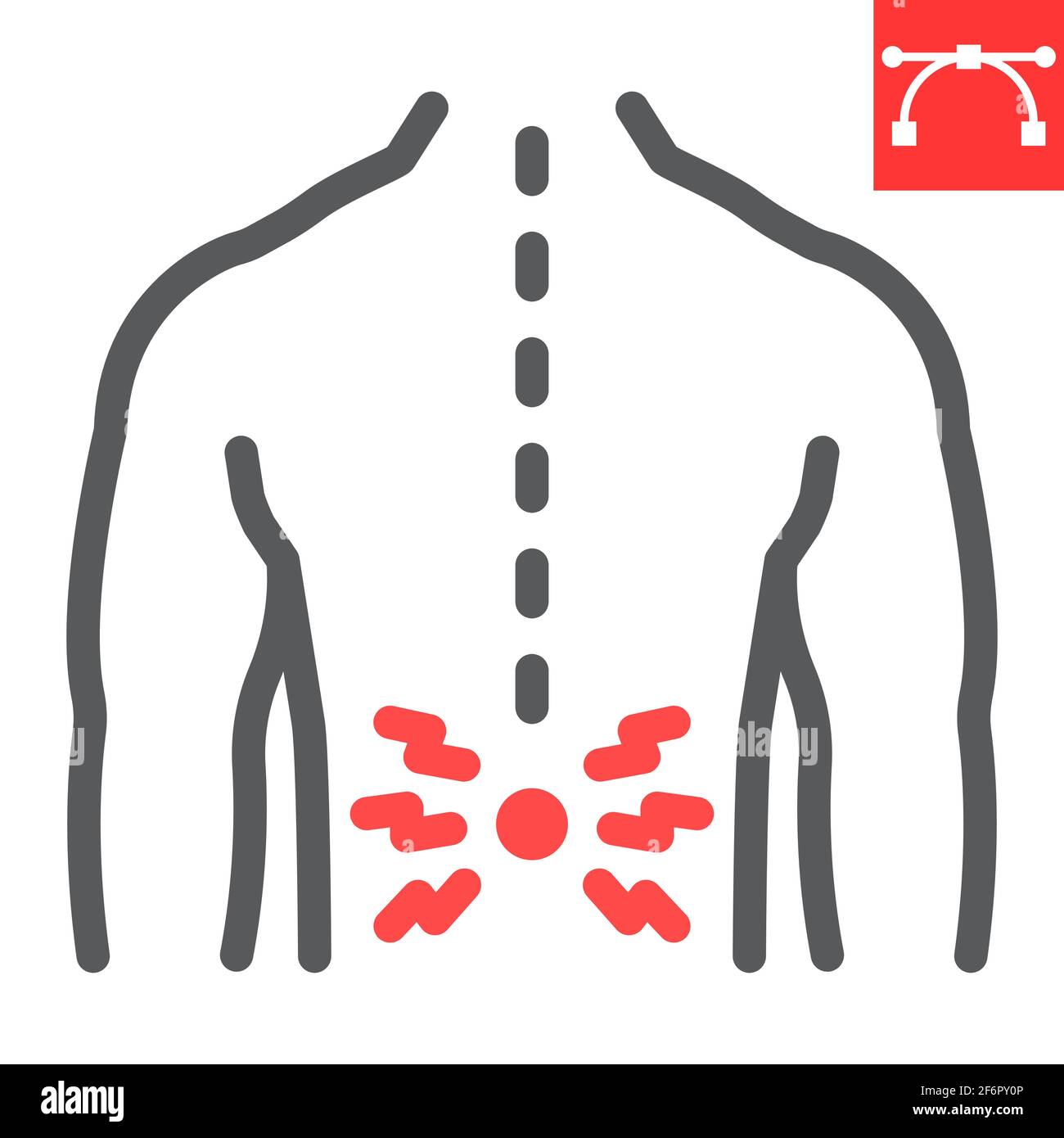 Back pain line icon, spine pain and human back, backache vector icon ...