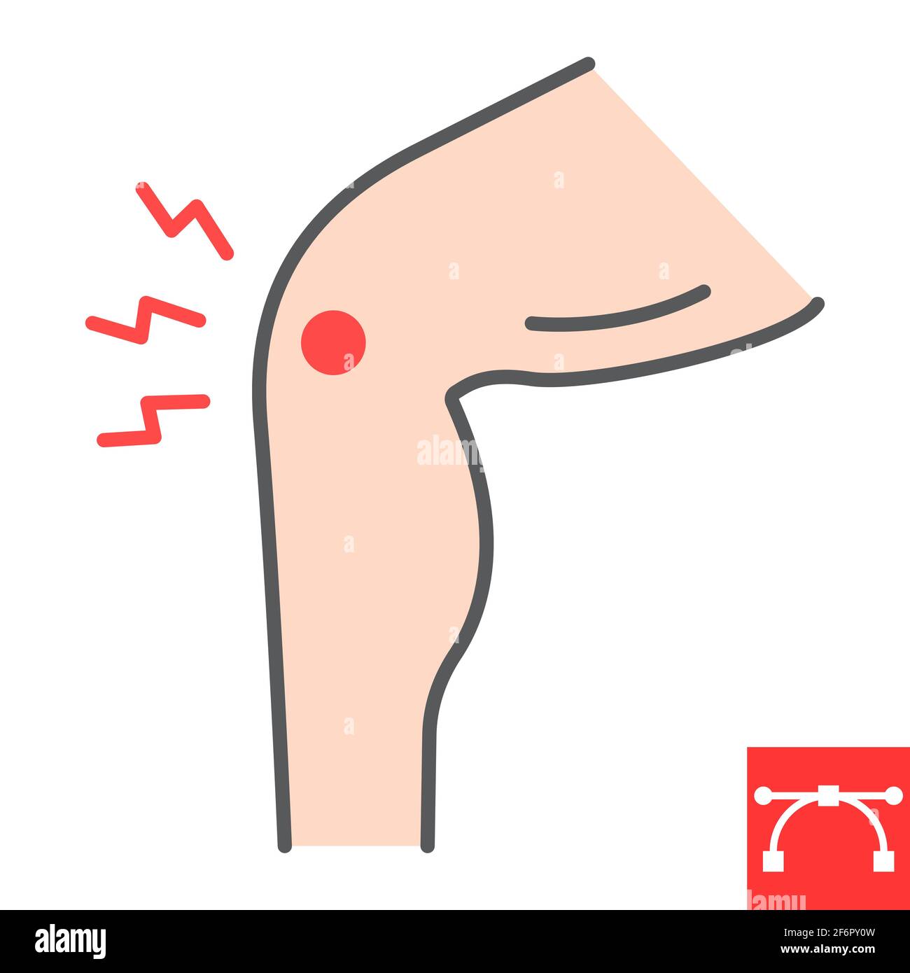 Knee pain color line icon, osteoporosis and arthritis, joint pain ...