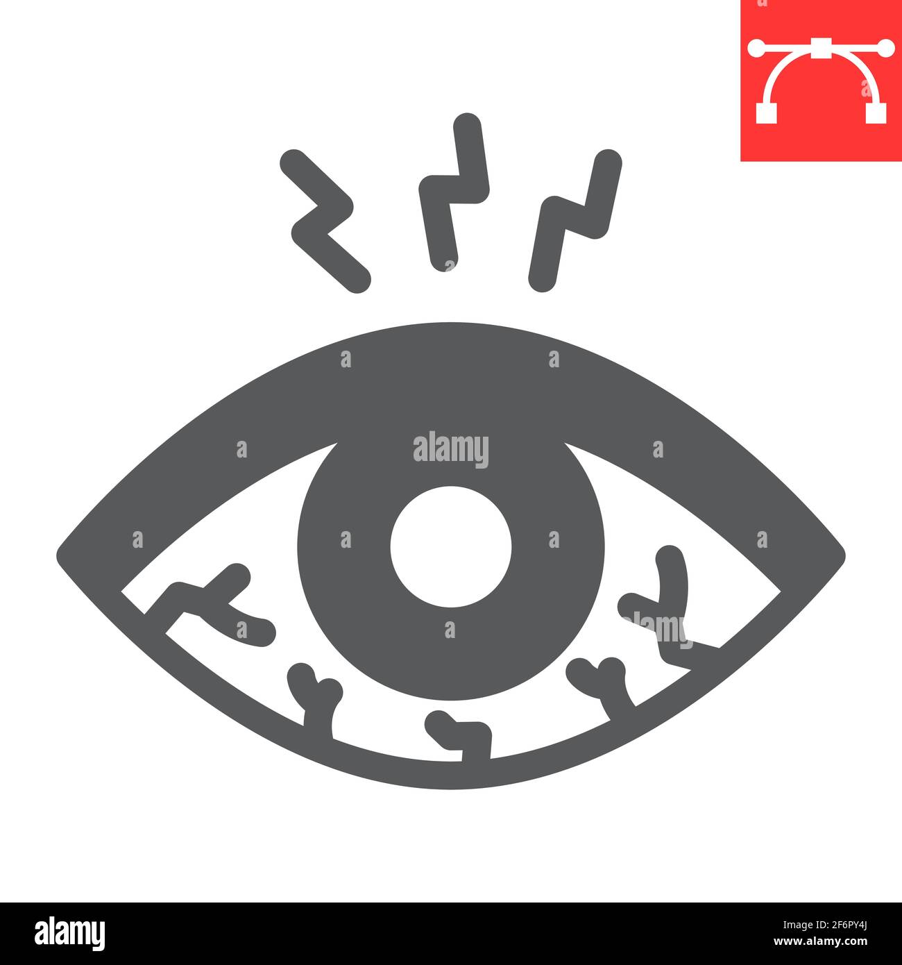 Eye sore glyph icon, disease and allergy, eye redness vector icon ...