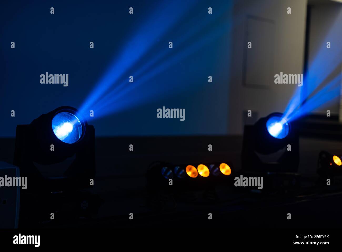 Blue stage spotlights, concert lights Stock Photo - Alamy