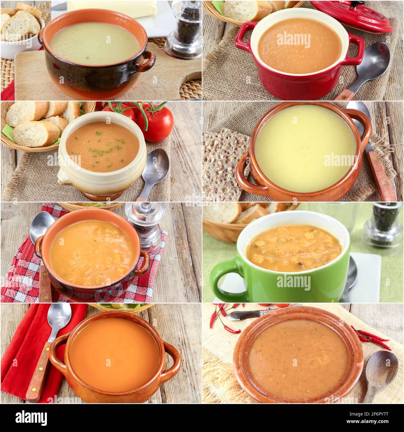 collage on the theme of soup Stock Photo - Alamy