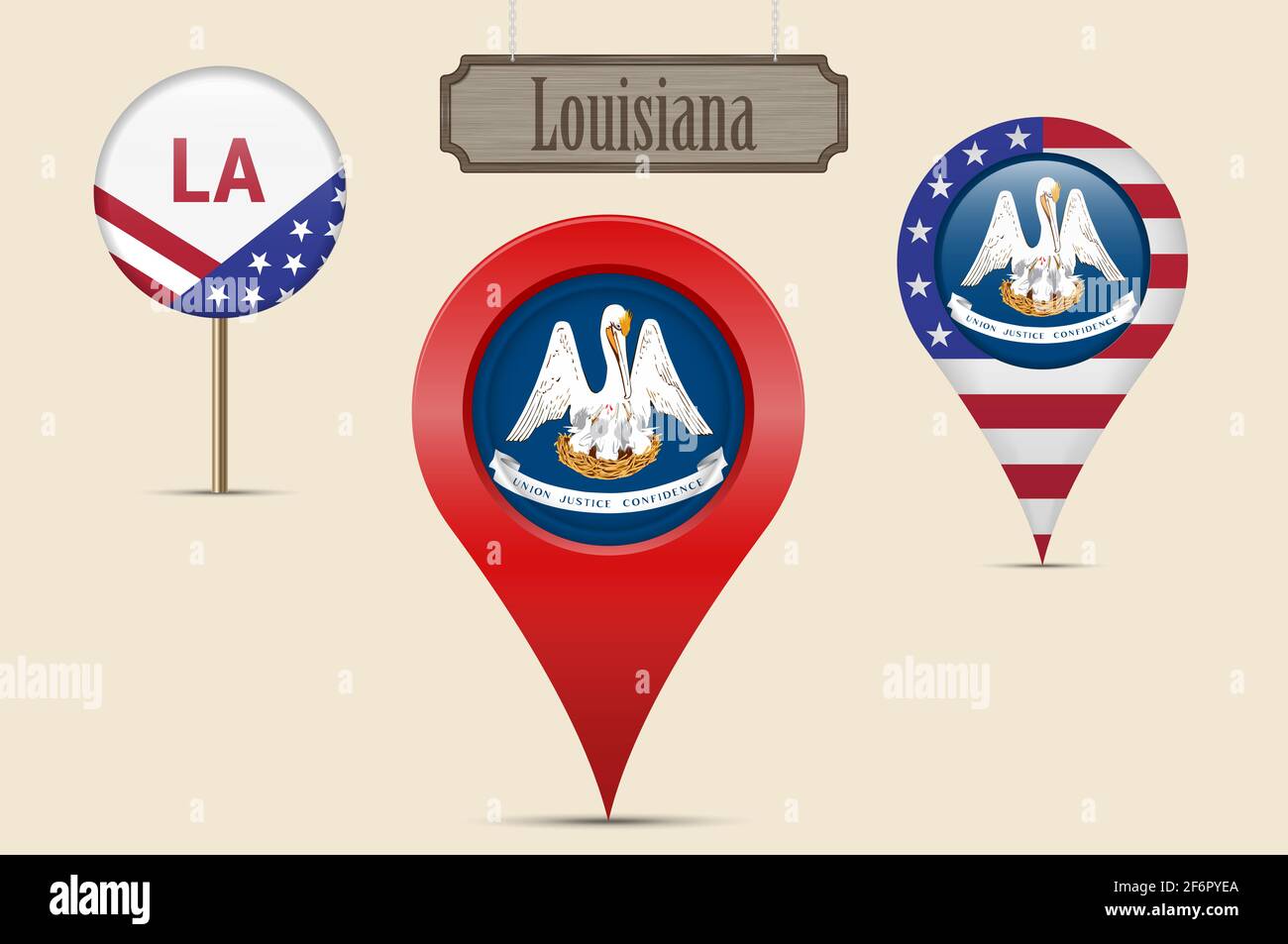 Louisiana map pin hi-res stock photography and images - Alamy