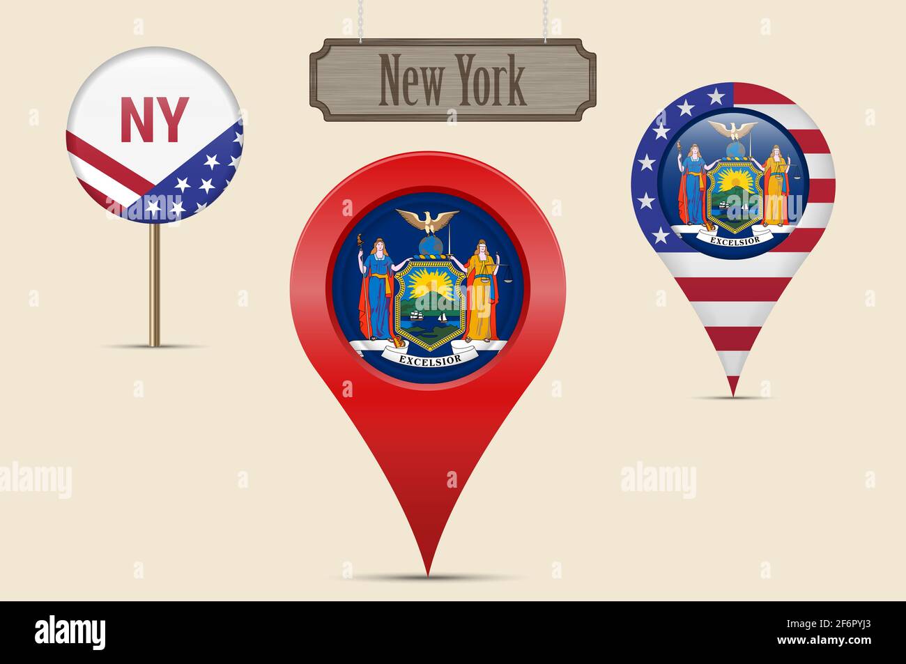 New york 3d map flag hi-res stock photography and images - Alamy