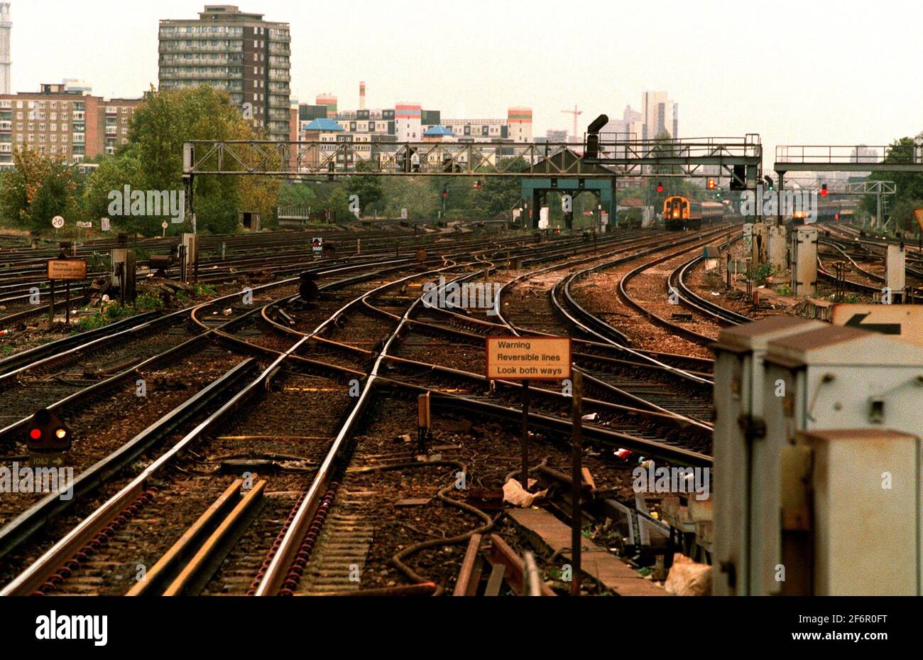 Rail Tracks at Clapham Junction, Oct 2000due to be checked for cracks ...