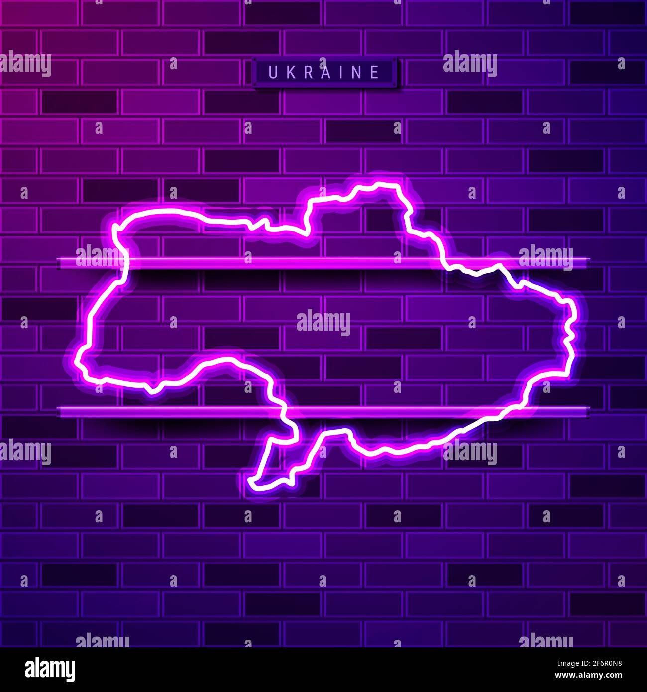 Ukraine map glowing neon lamp sign. Realistic illustration. Country ...