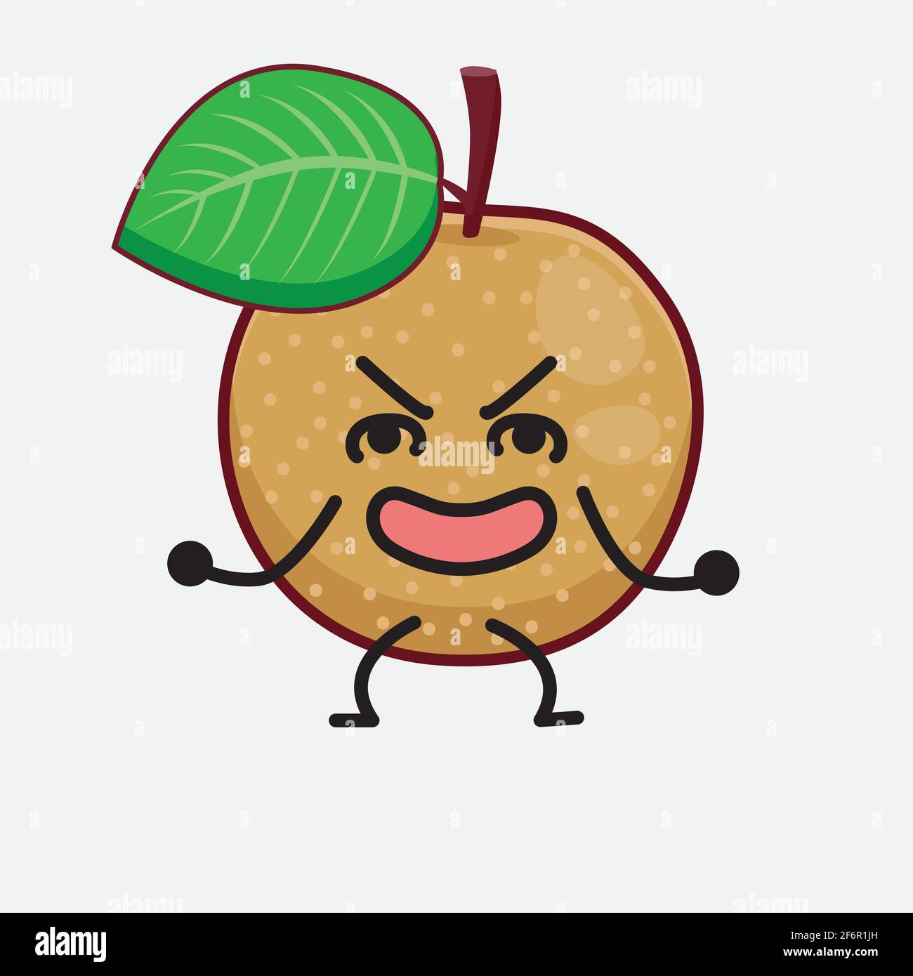 Vector Illustration of Nashi Pear Fruit Character with cute face ...