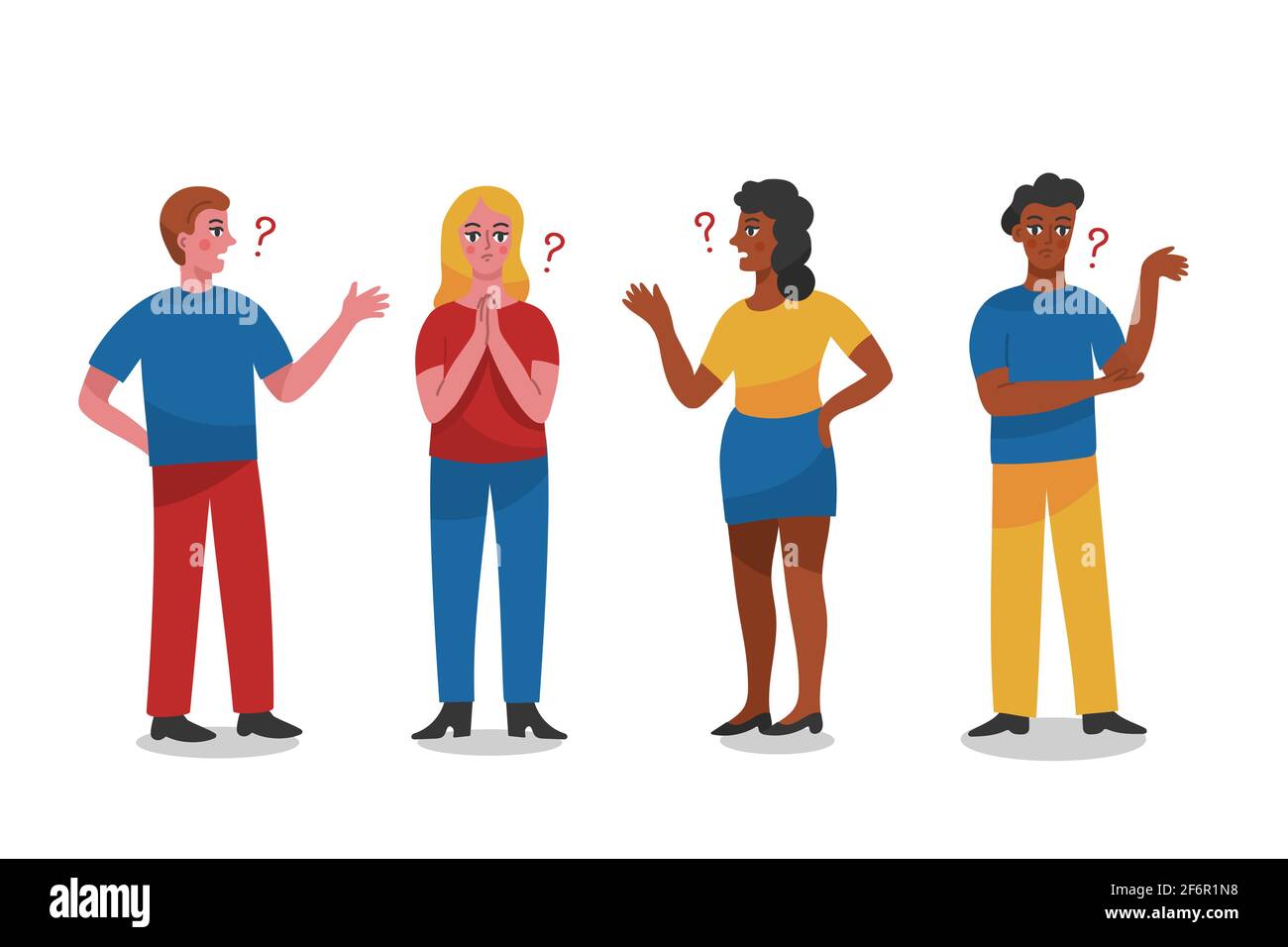 Hand drawn people asking questions illustration Vector illustration ...