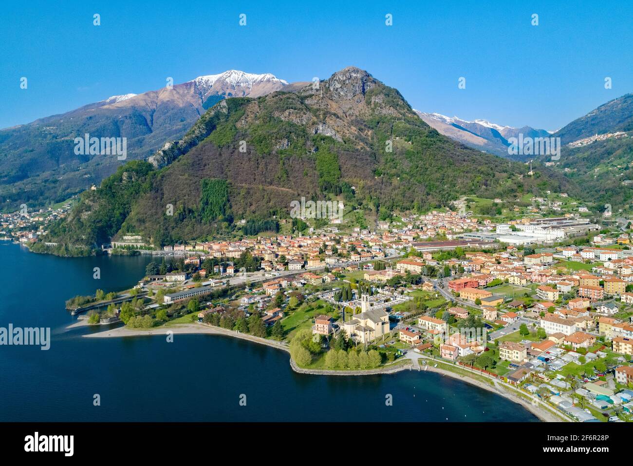 Lake Como (IT), Panoramic aerial view of Dongo and neighboring towns ...
