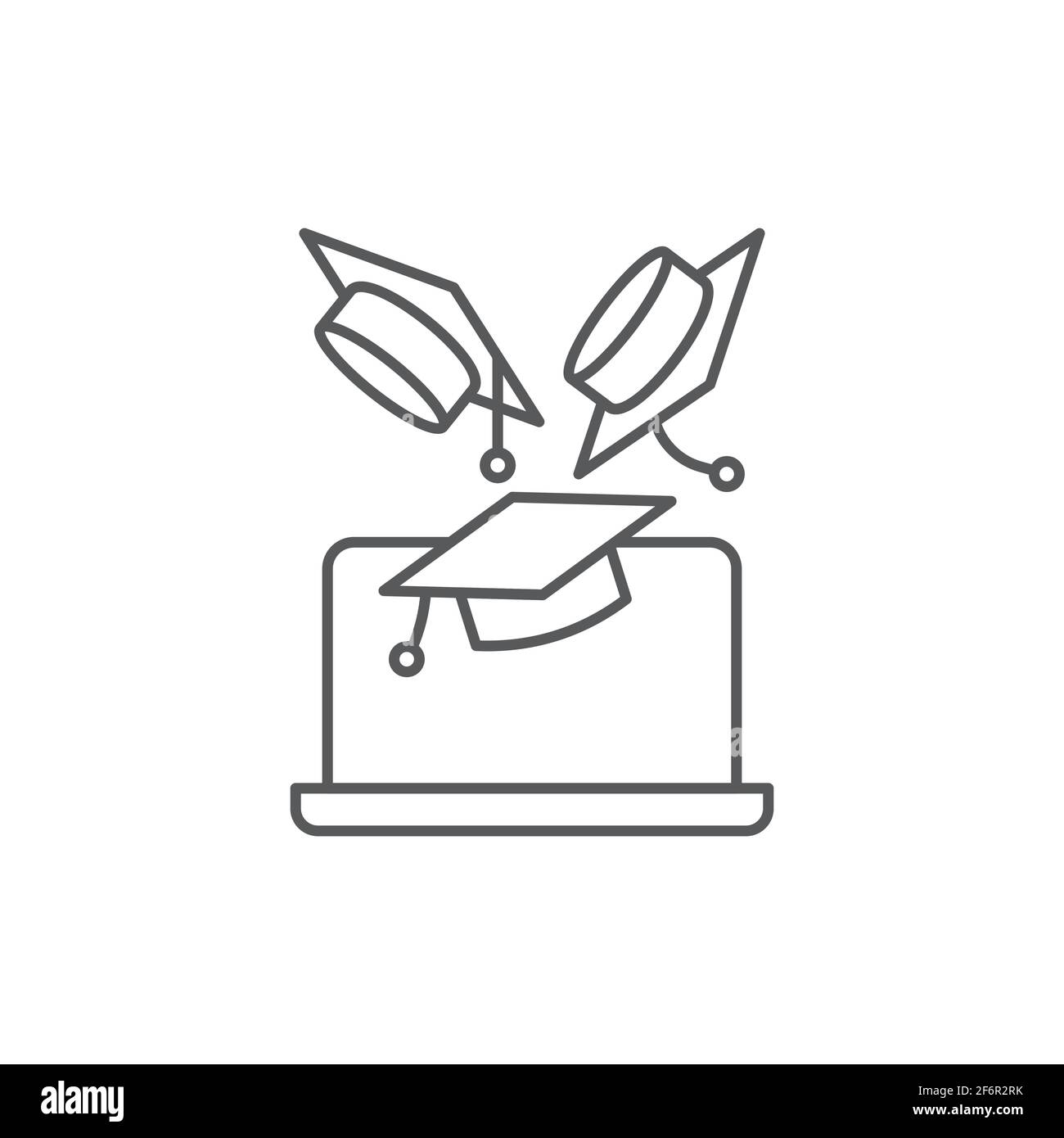 Graduation cap on screen laptop icon isolated background. Online ...