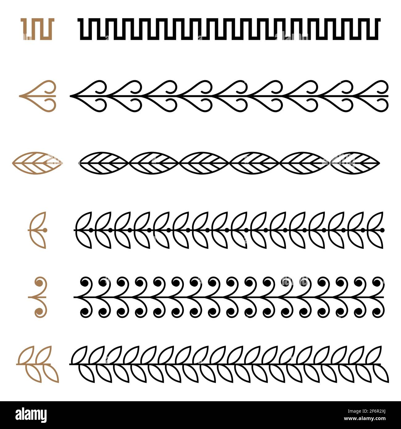 Ancient Greek seamless ornament constructor borders frames pattern set ...
