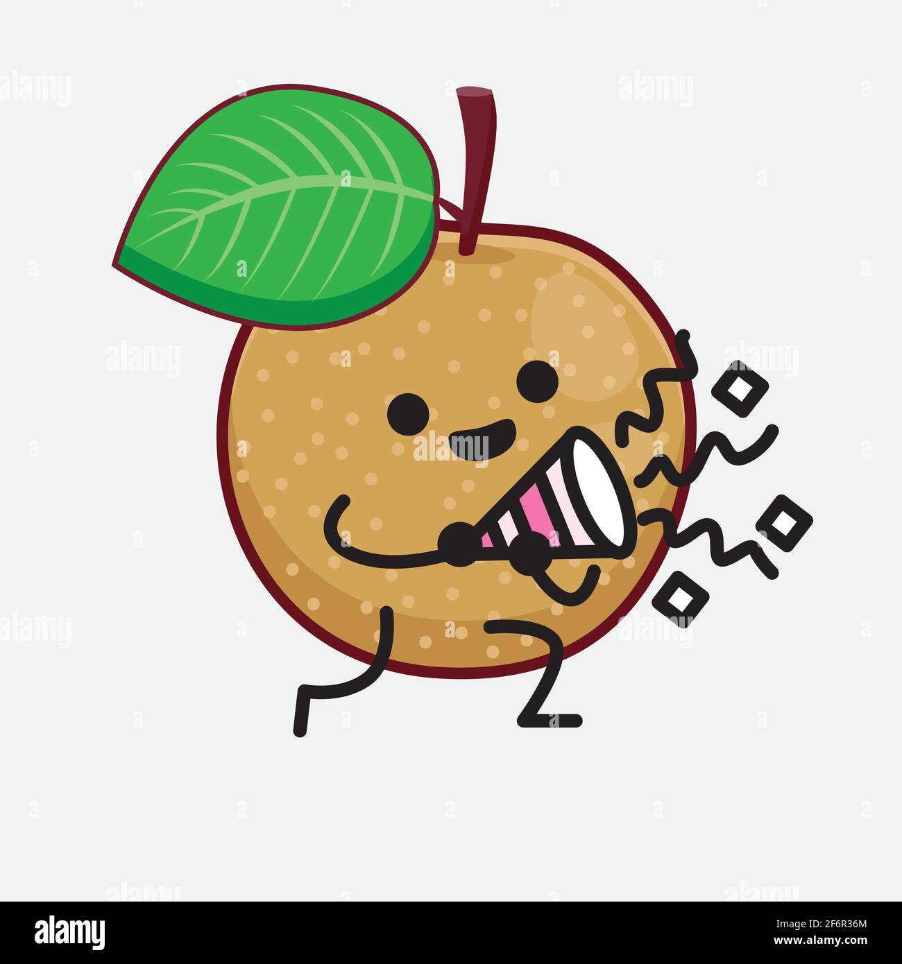 Vector Illustration of Nashi Pear Fruit Character with cute face ...