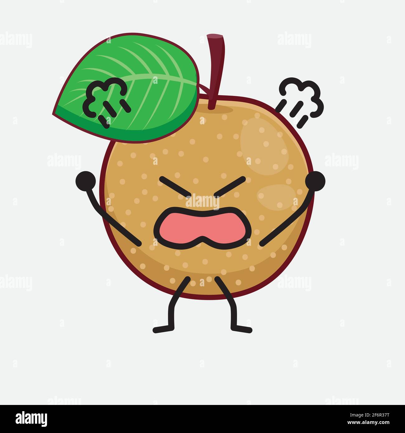 Vector Illustration of Nashi Pear Fruit Character with cute face ...