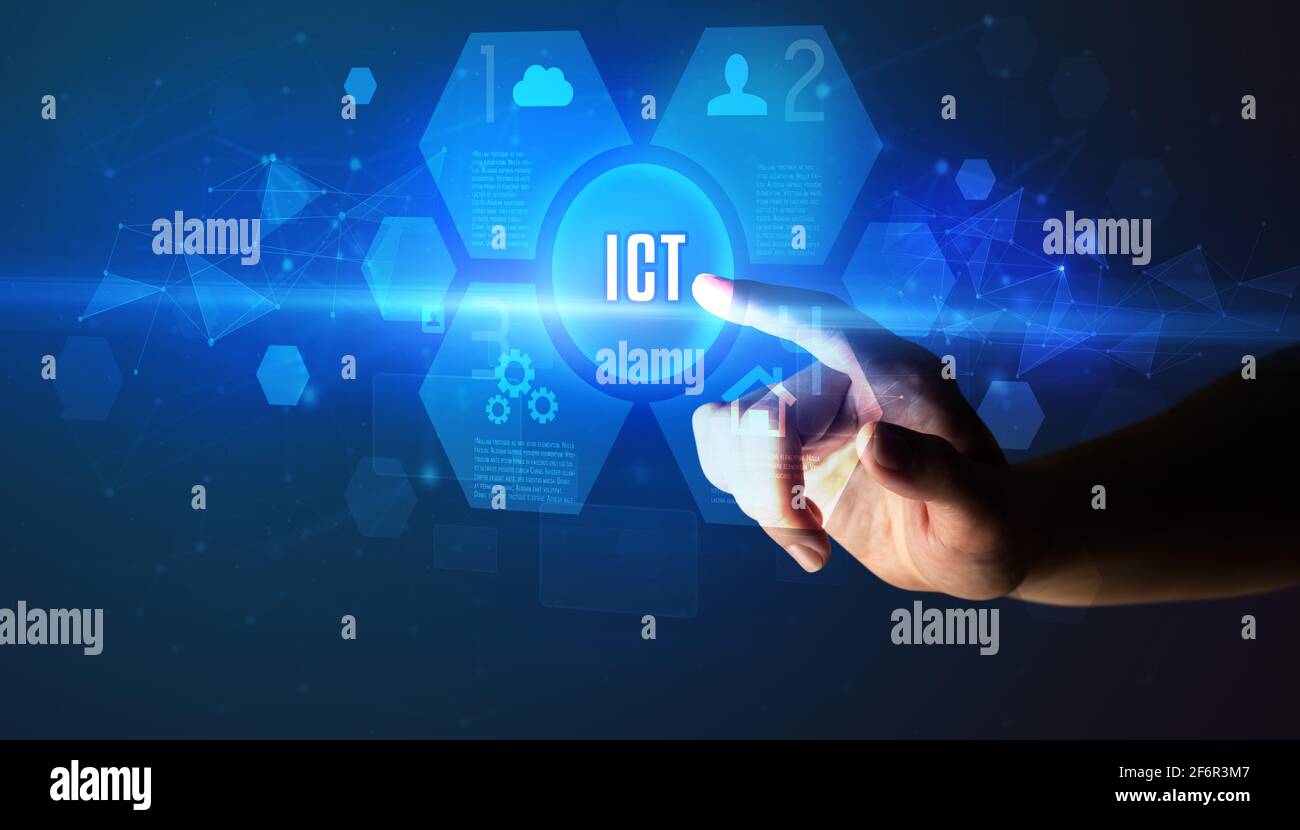 Hand touching digital button concept Stock Photo - Alamy