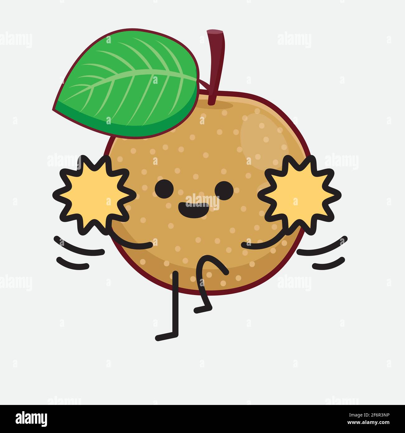 Vector Illustration of Nashi Pear Fruit Character with cute face ...