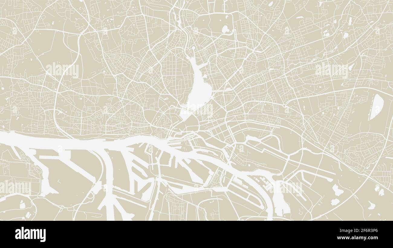 Pale yellow vector background map, Hamburg city area streets and water ...