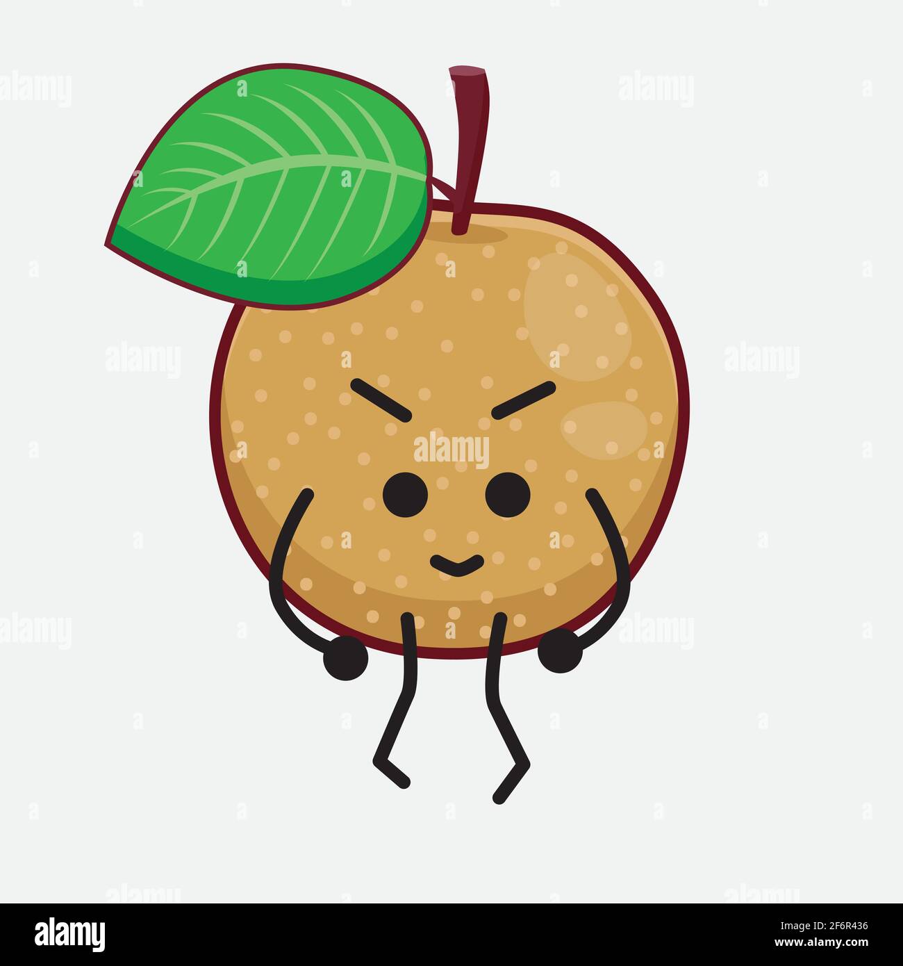 Vector Illustration of Nashi Pear Fruit Character with cute face ...