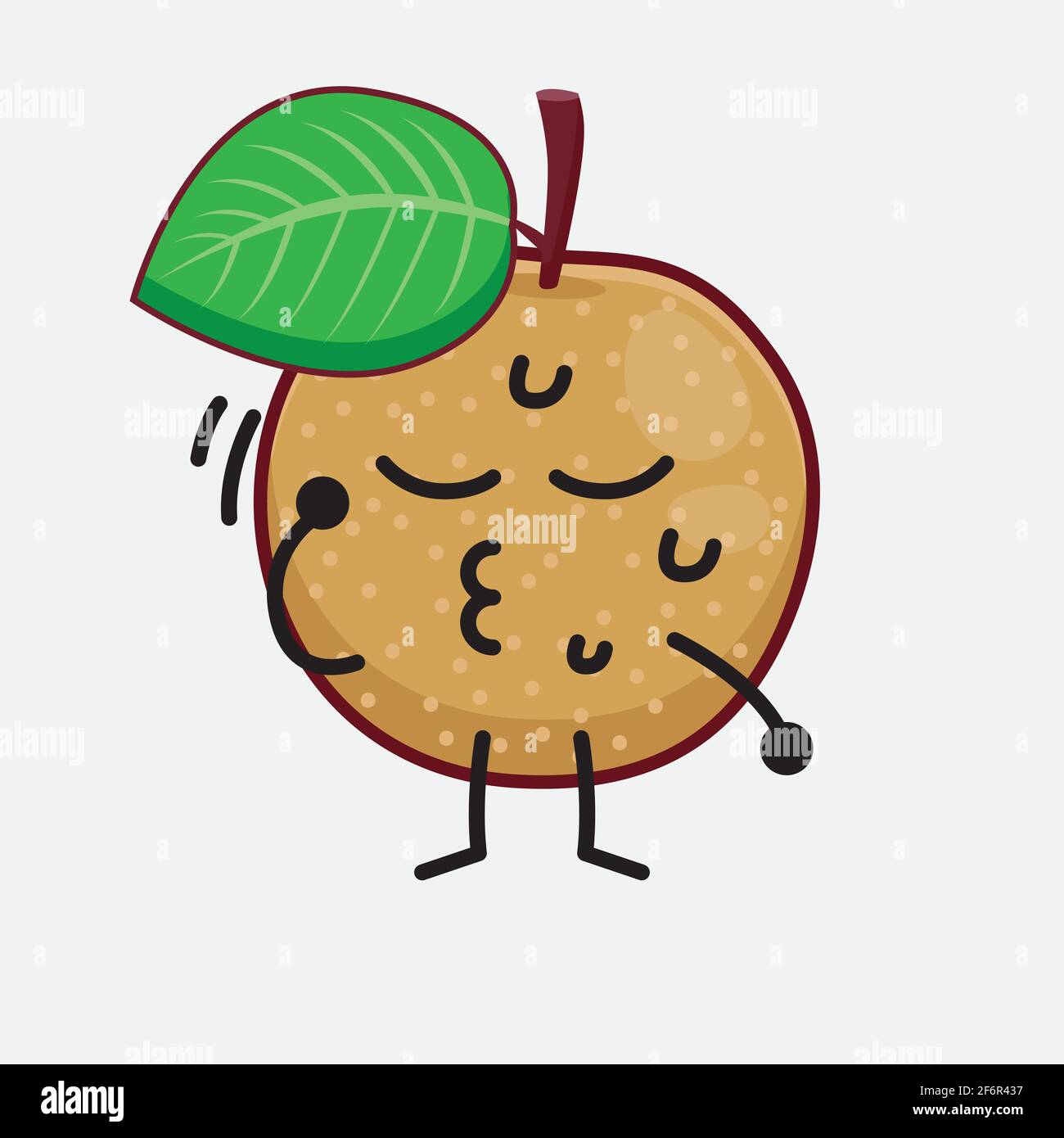 Vector Illustration of Nashi Pear Fruit Character with cute face ...