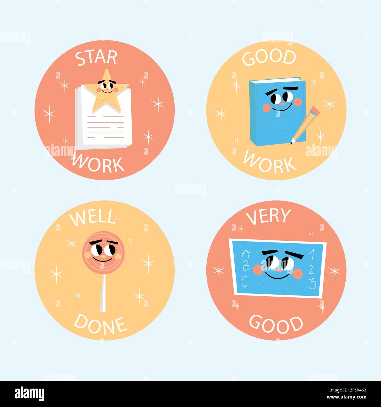 Set of great job and good job stickers Vector illustration Stock Vector ...