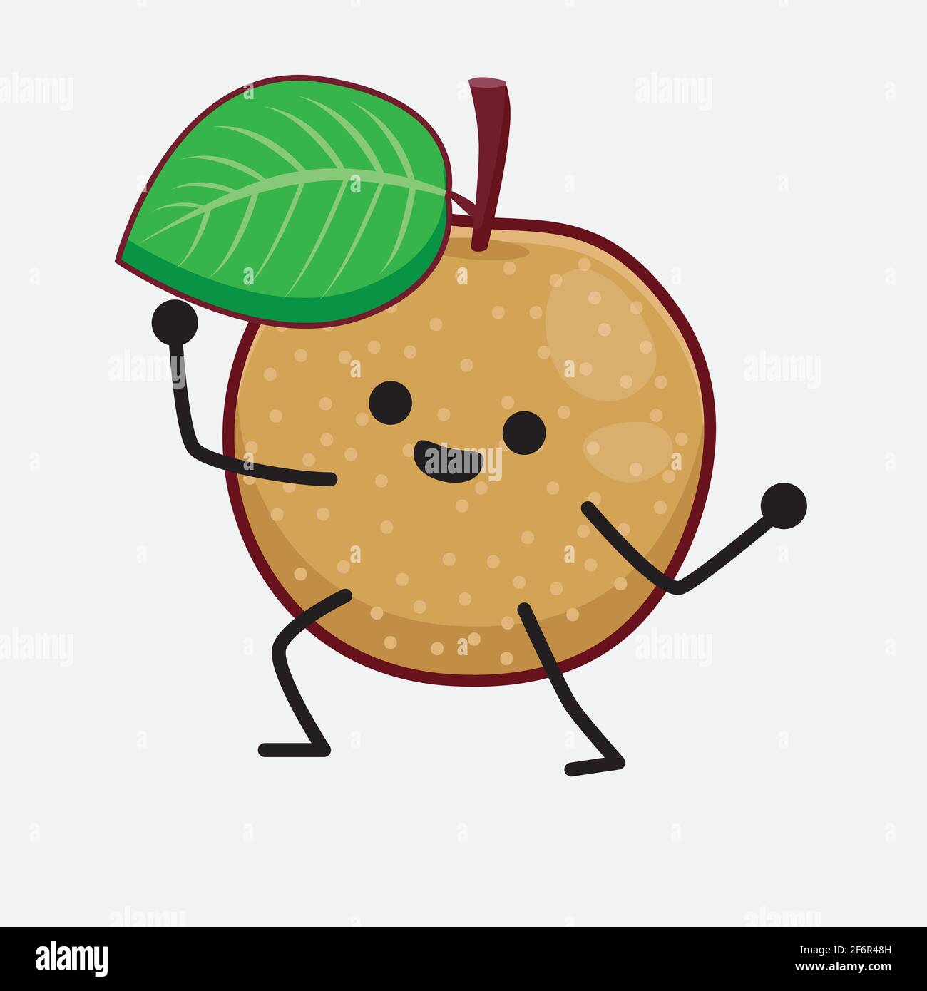 Vector Illustration of Nashi Pear Fruit Character with cute face ...