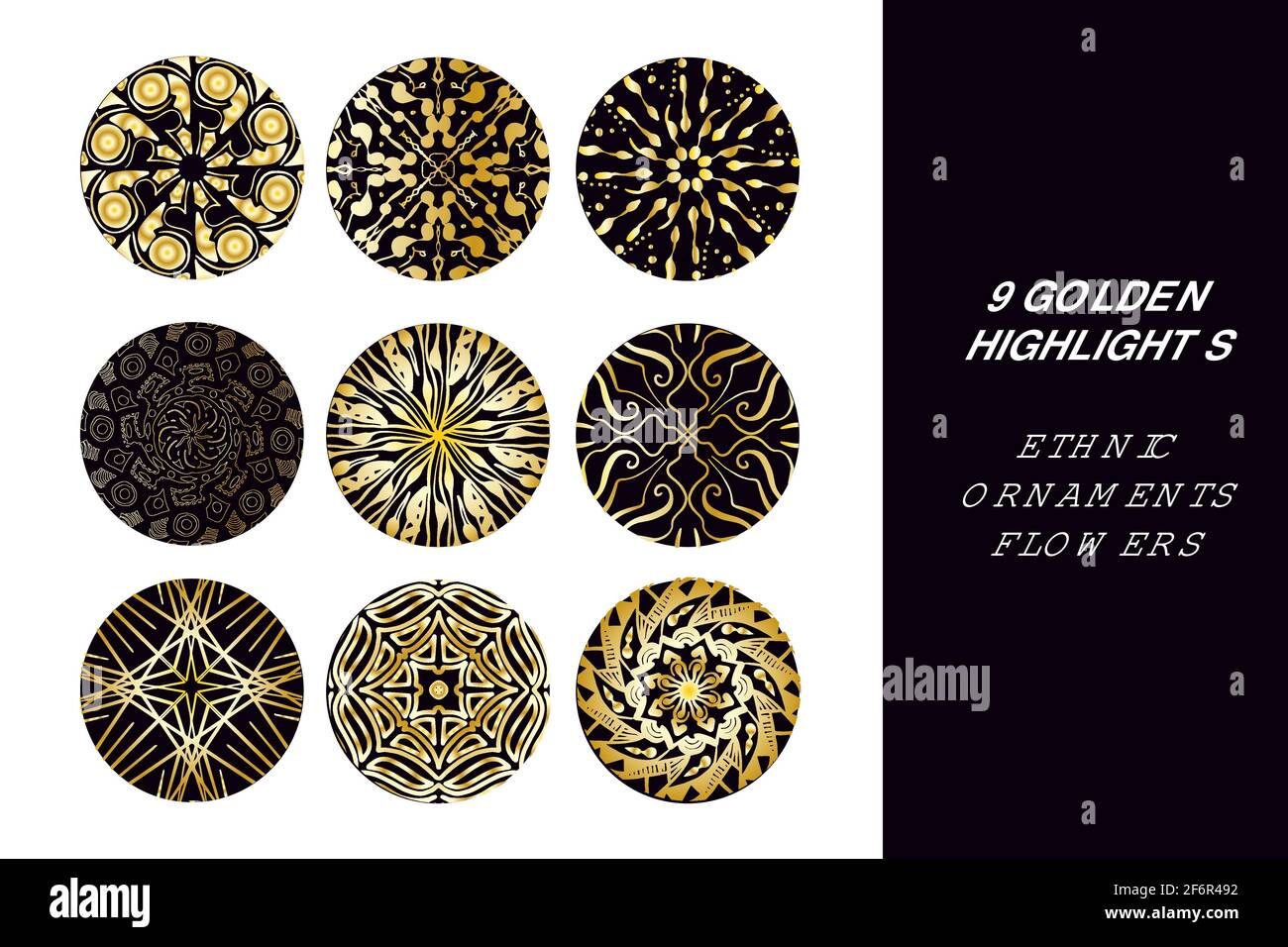Circle gold design modern icons collection. Doodle round textured shape ...