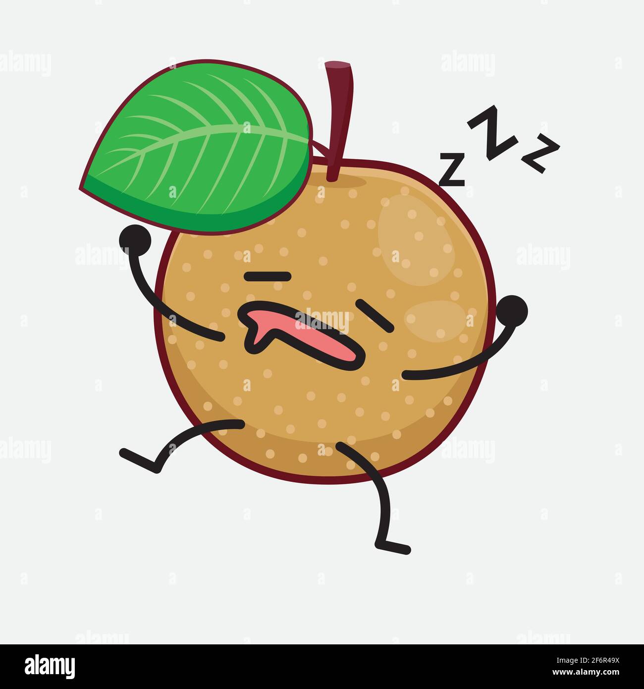 Vector Illustration of Nashi Pear Fruit Character with cute face ...