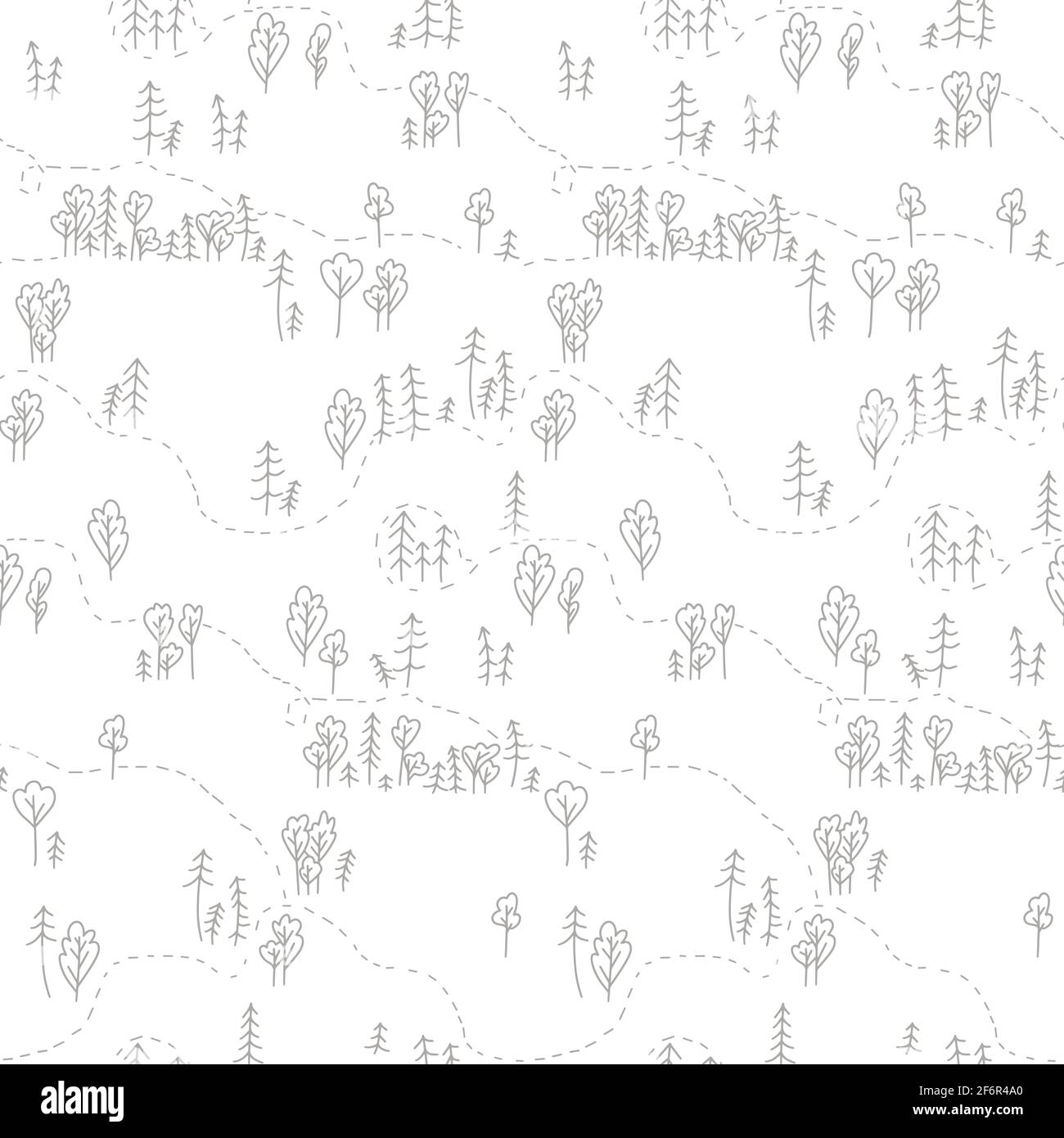 Scandinavian forest Seamless hand drawn pattern. Nordic monochrome ...