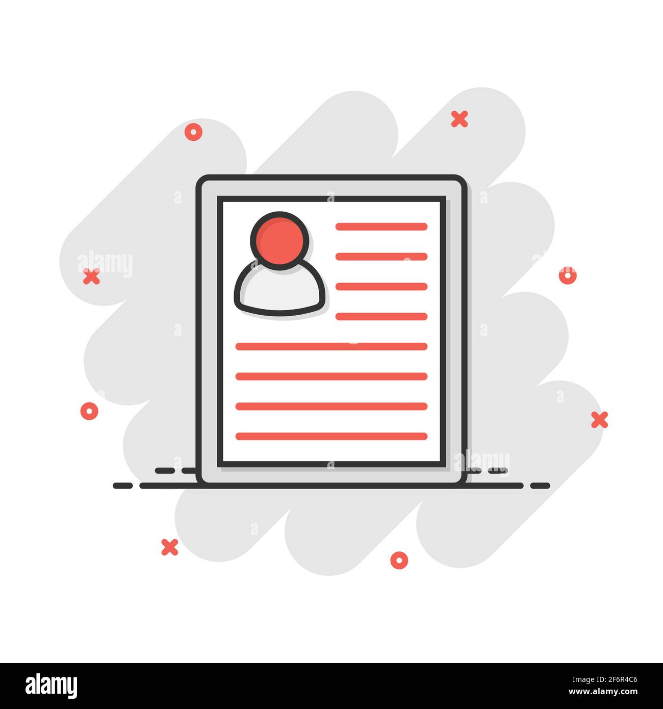 Resume icon in comic style. Contract document vector cartoon ...