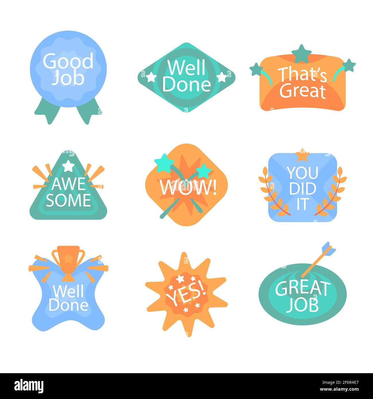 Flat good job and great job stickers pack Vector illustration Stock ...
