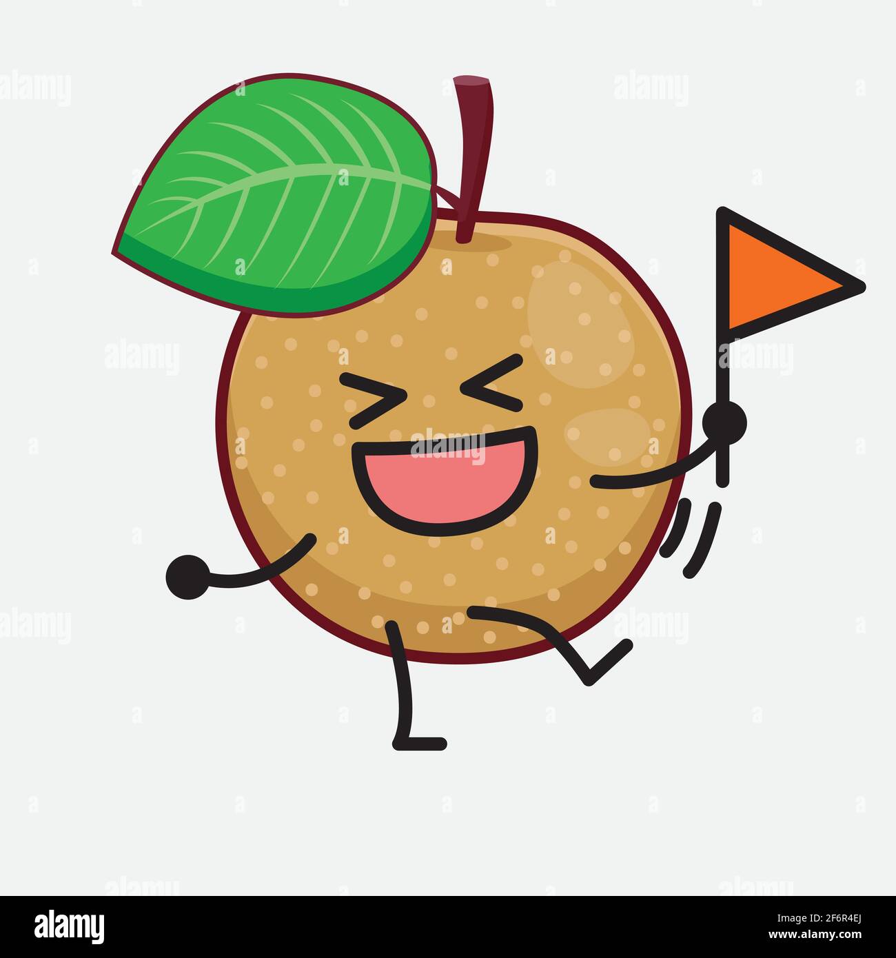 Vector Illustration of Nashi Pear Fruit Character with cute face ...